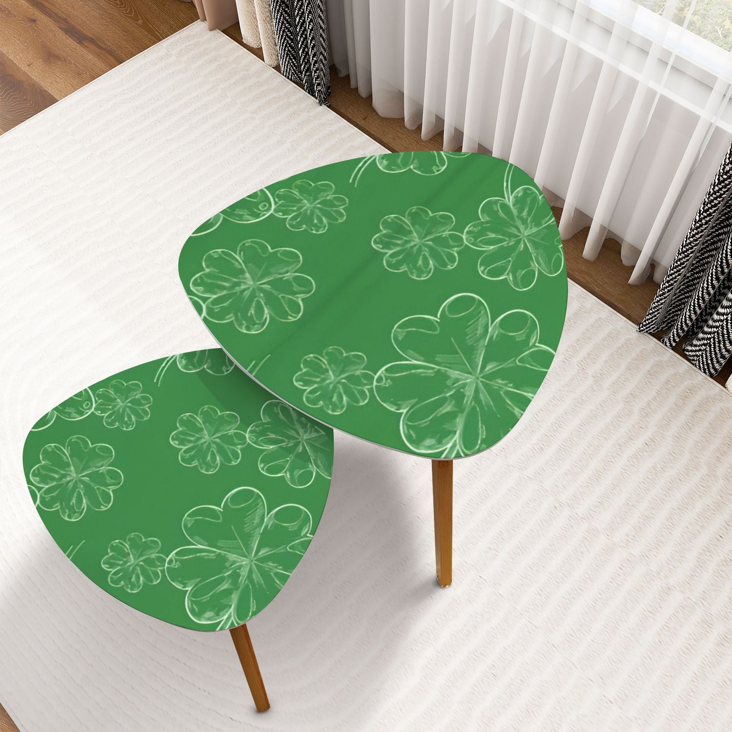 Triangle Nesting Coffee Table Set of 2 vintage seamless big four leaf ...
