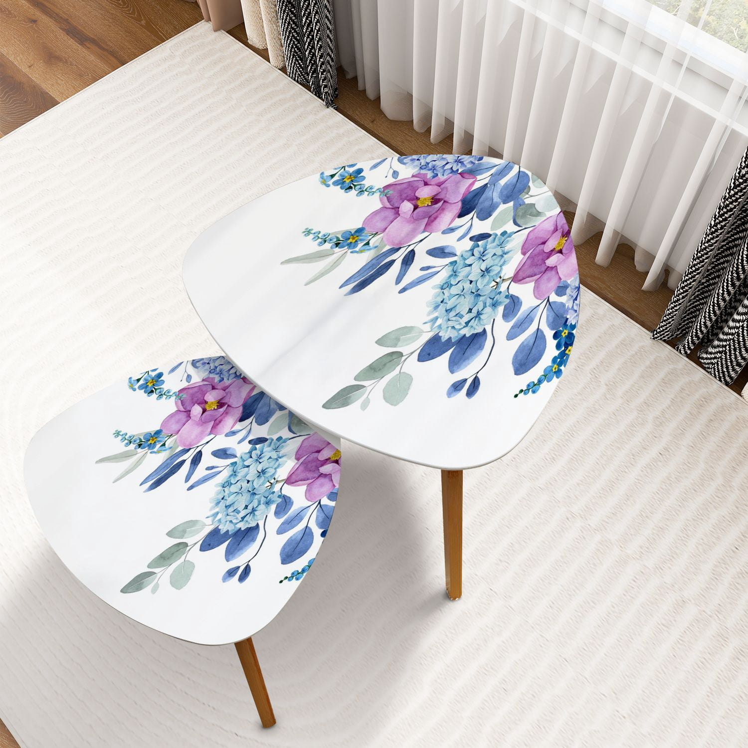 Triangle Nesting Coffee Table Set of 2 watercolor drawing seamless ...