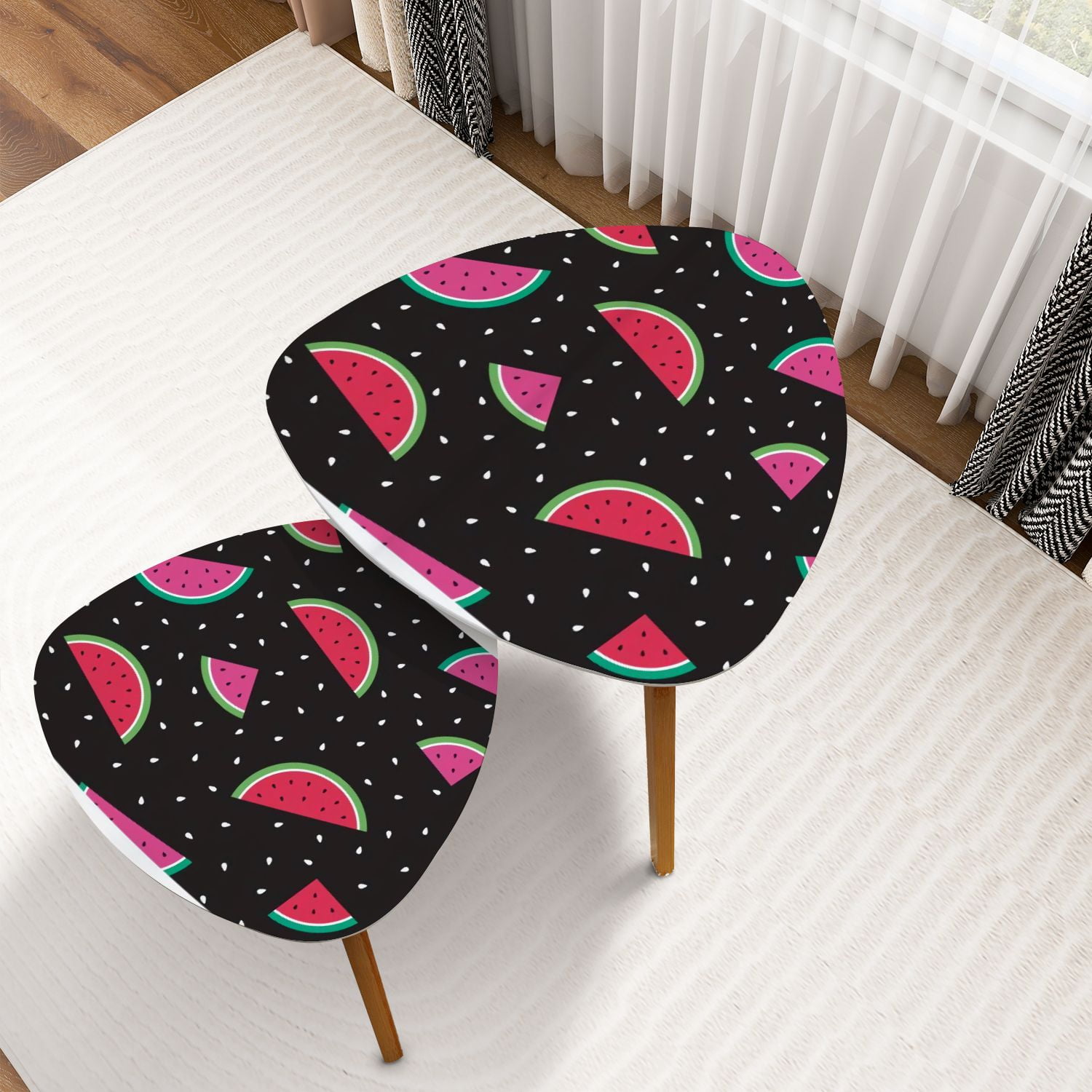 Triangle Nesting Coffee Table Set of 2 watermelon seamless fruit print ...