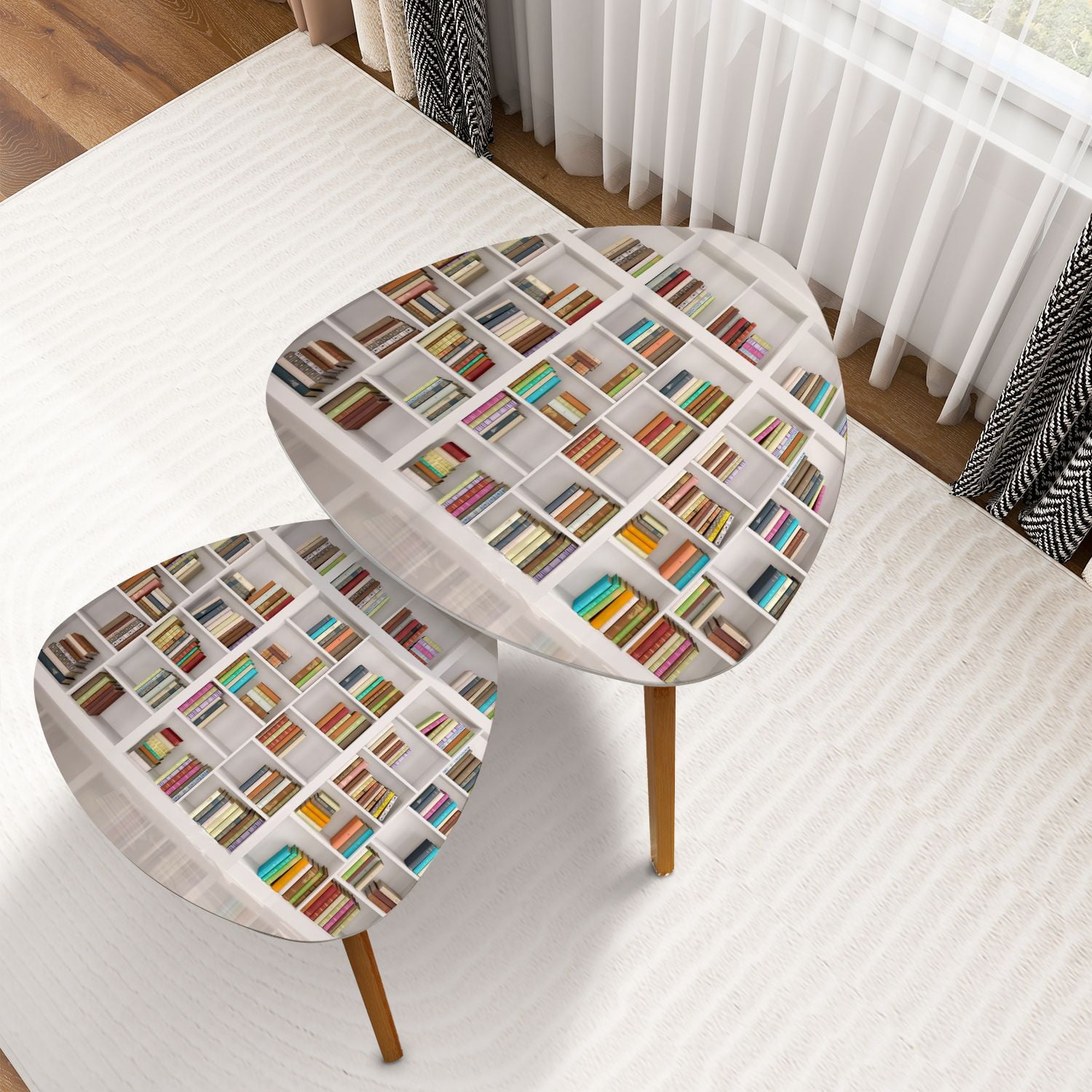 Triangle Nesting Coffee Table Set of 2 3d White bookshelves various ...