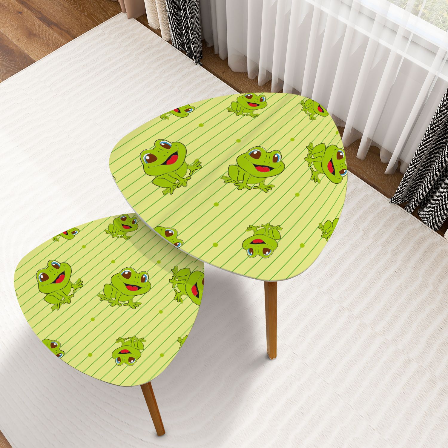 Triangle Nesting Coffee Table Set of 2 Cartoon Animal Seamless Pattern ...