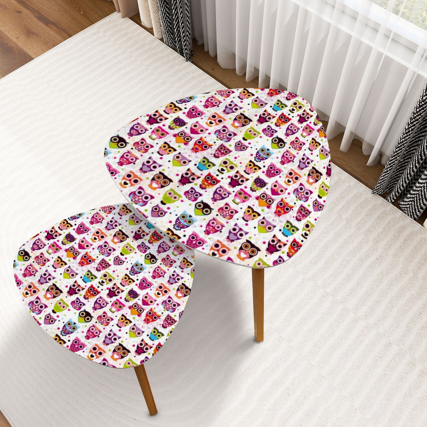 Triangle Nesting Coffee Table Set of 2 Cute seamless owl patten for ...