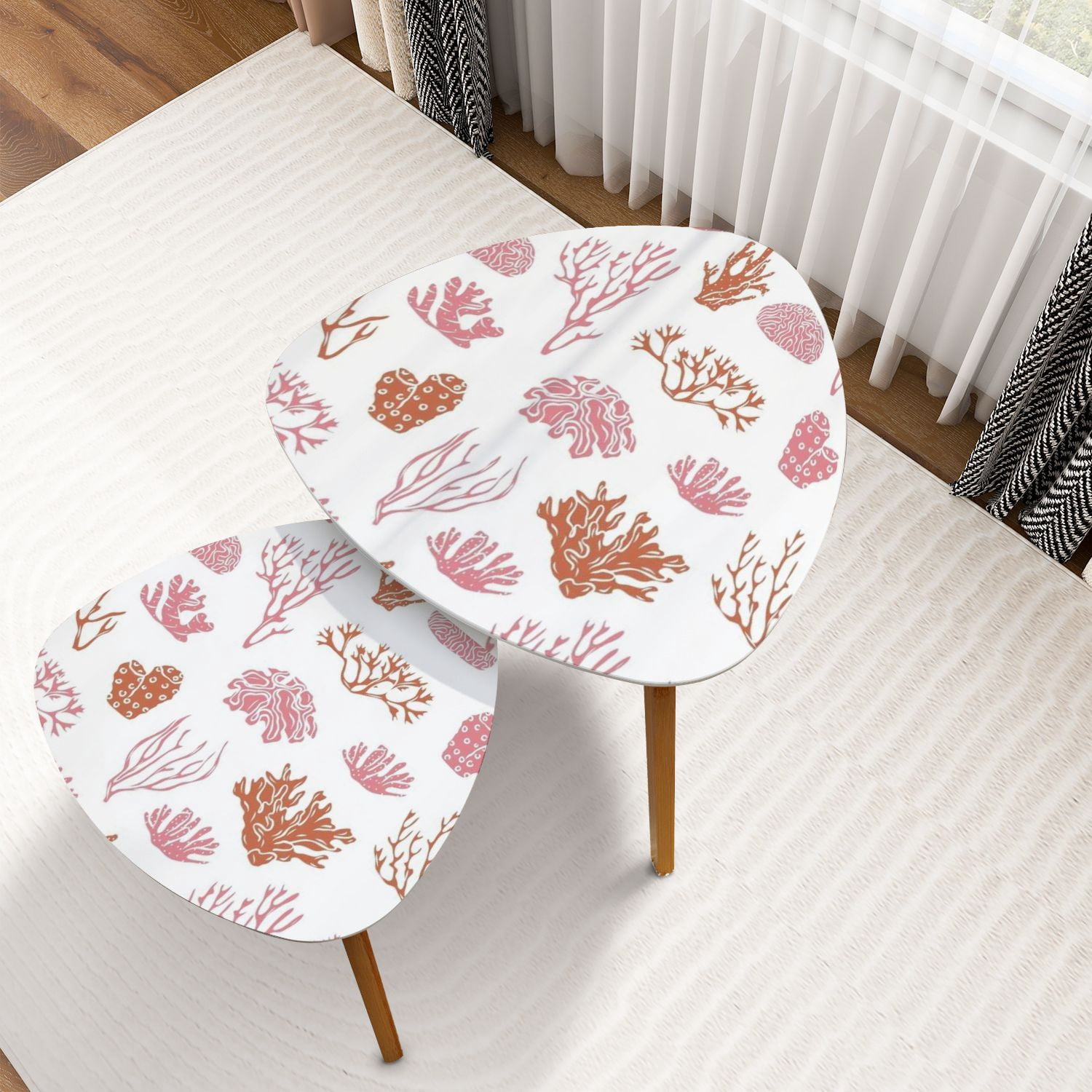 Triangle Nesting Coffee Table Set of 2 Flat doodle corals seamless ...