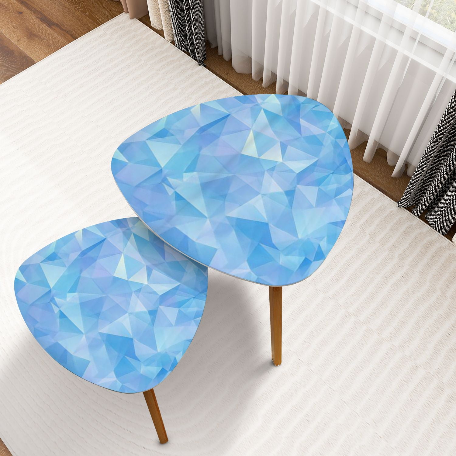 Triangle Nesting Coffee Table Set of 2 Geometric pattern triangles End ...