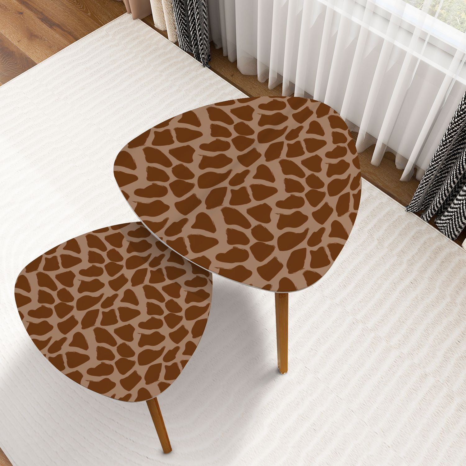 Triangle Nesting Coffee Table Set of 2 Giraffe hand drawn seamless ...