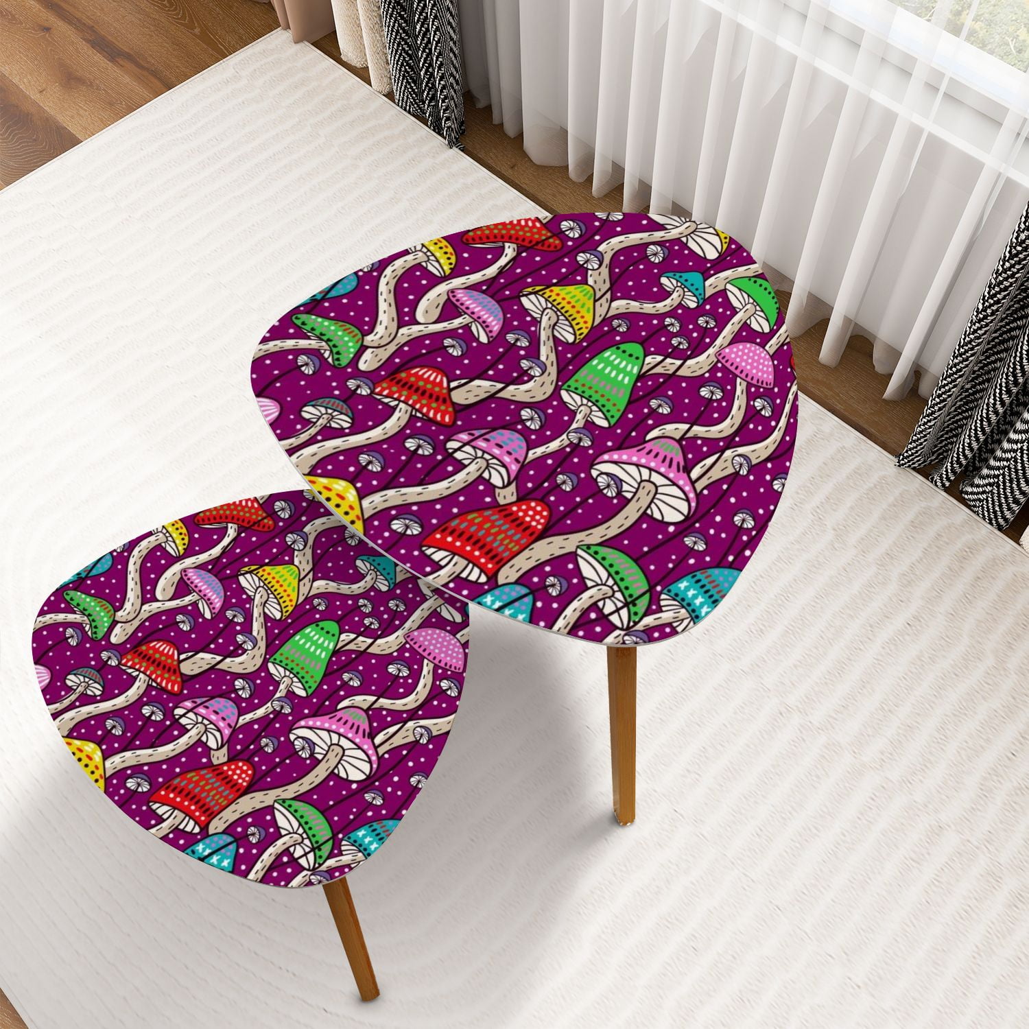 Triangle Nesting Coffee Table Set of 2 Mushrooms seamless pattern End ...