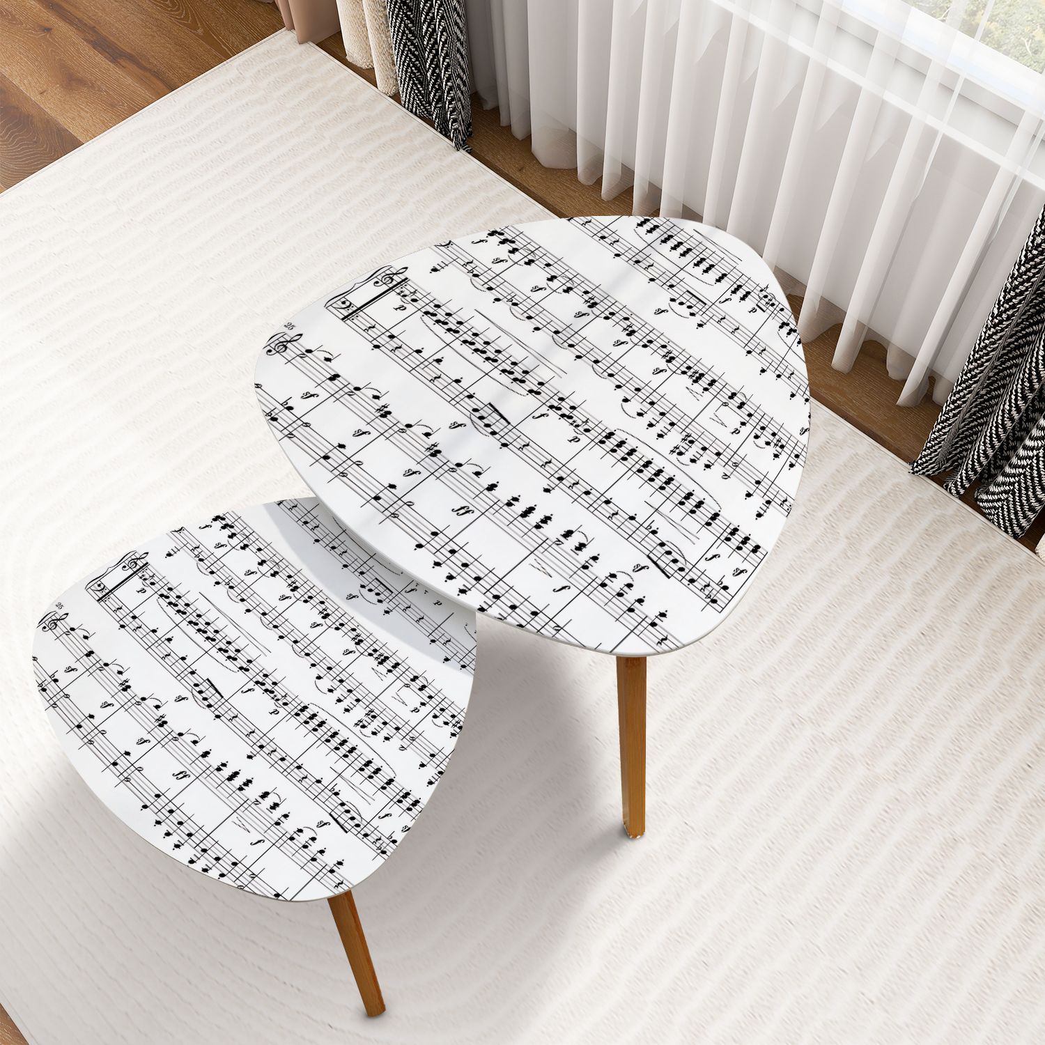 Triangle Nesting Coffee Table Set of 2 Music Sheet Png Music Notes End ...