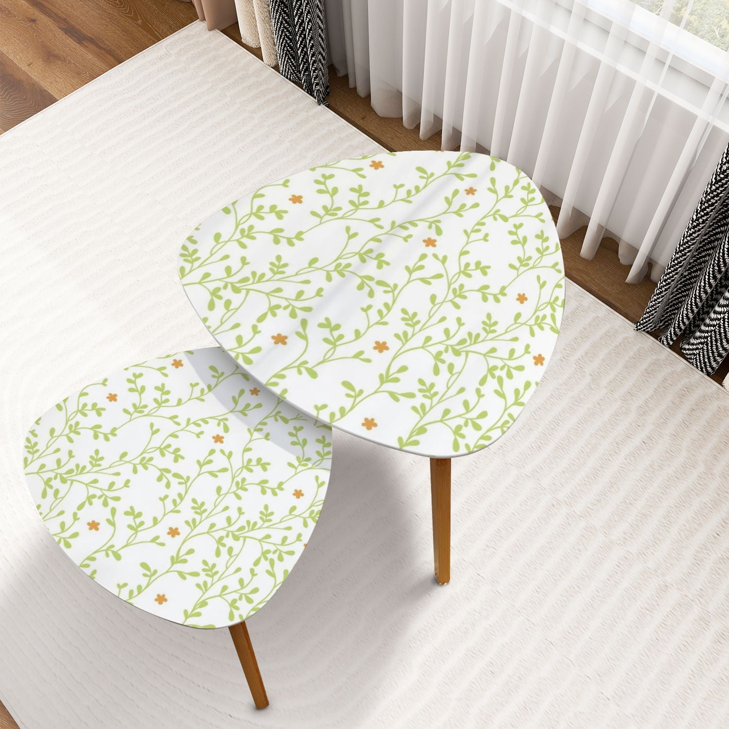 Triangle Nesting Coffee Table Set of 2 Seamless floral pattern End ...