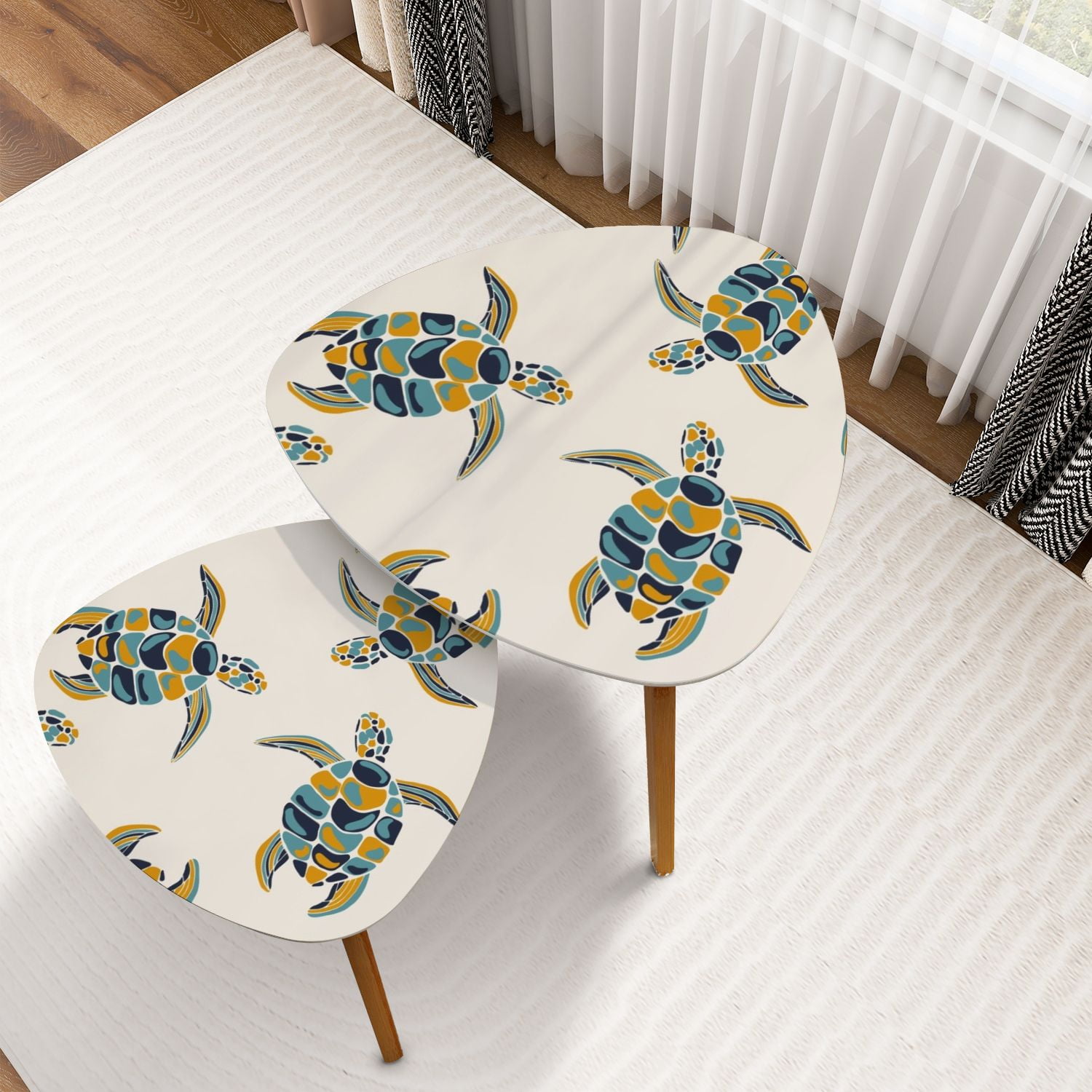 Triangle Nesting Coffee Table Set of 2 Seamless pattern abstract turtle ...