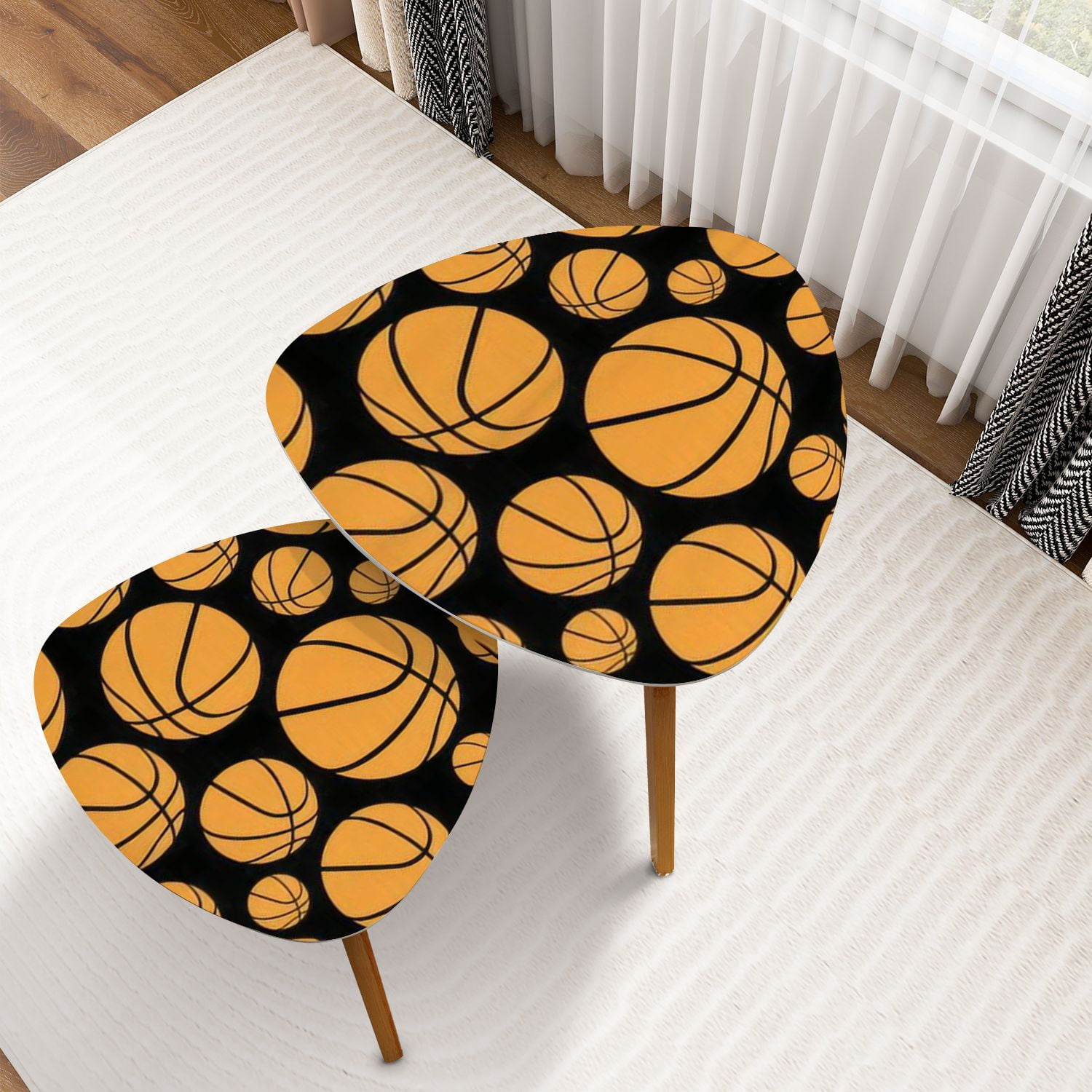 Triangle Nesting Coffee Table Set of 2 Seamless pattern basketball ball ...