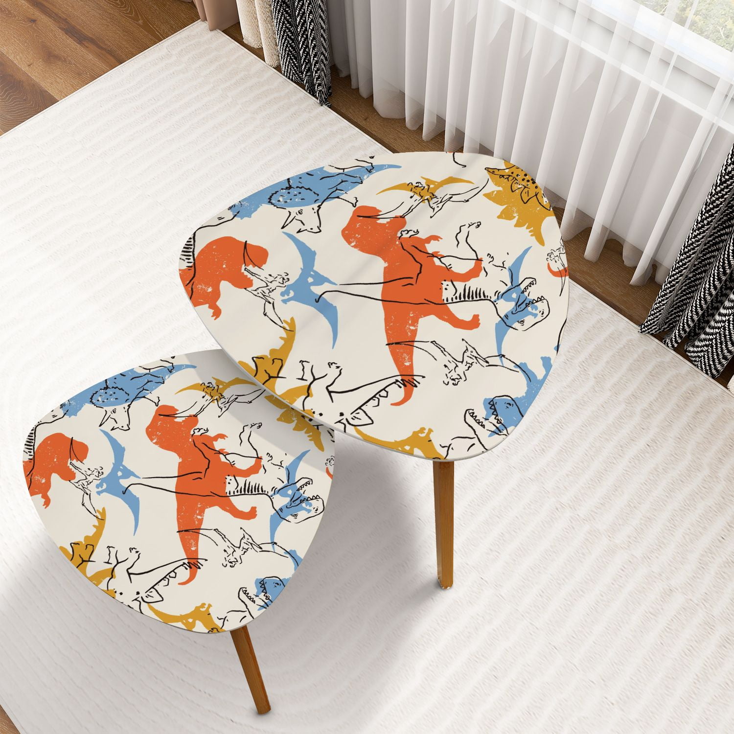 Triangle Nesting Coffee Table Set of 2 Seamless pattern cartoon ...