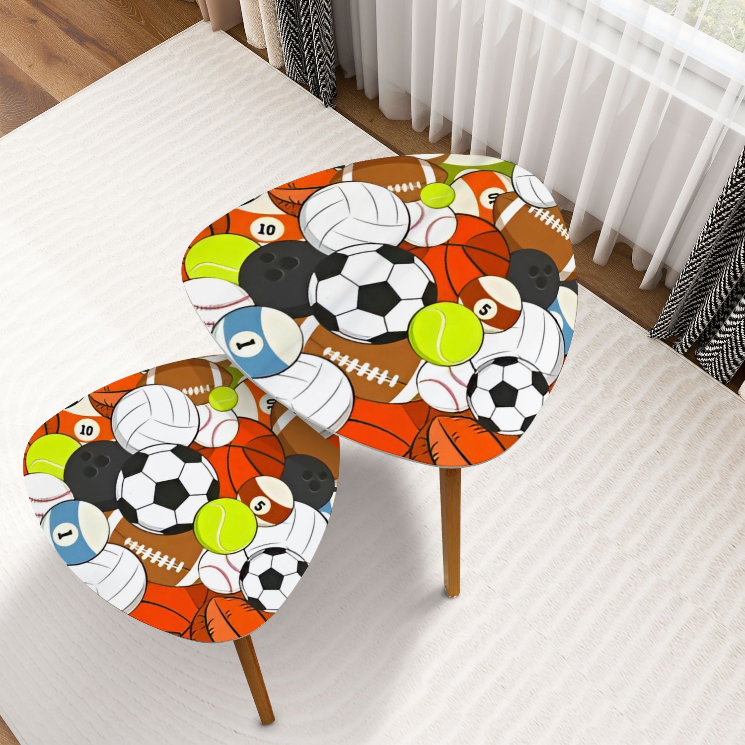 Triangle Nesting Coffee Table Set of 2 Seamless pattern colorful balls ...