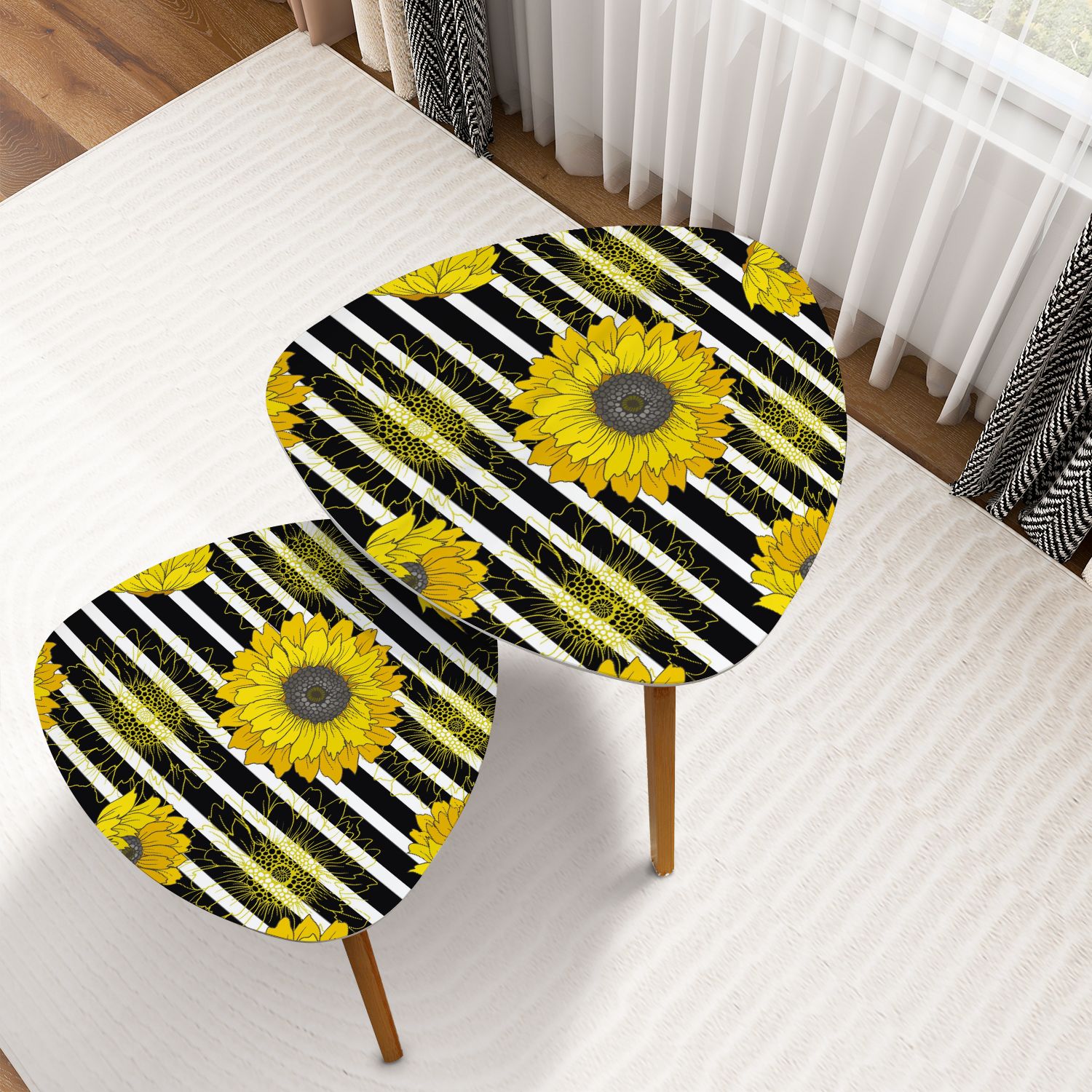 Triangle Nesting Coffee Table Set of 2 Seamless pattern sunflowers ...