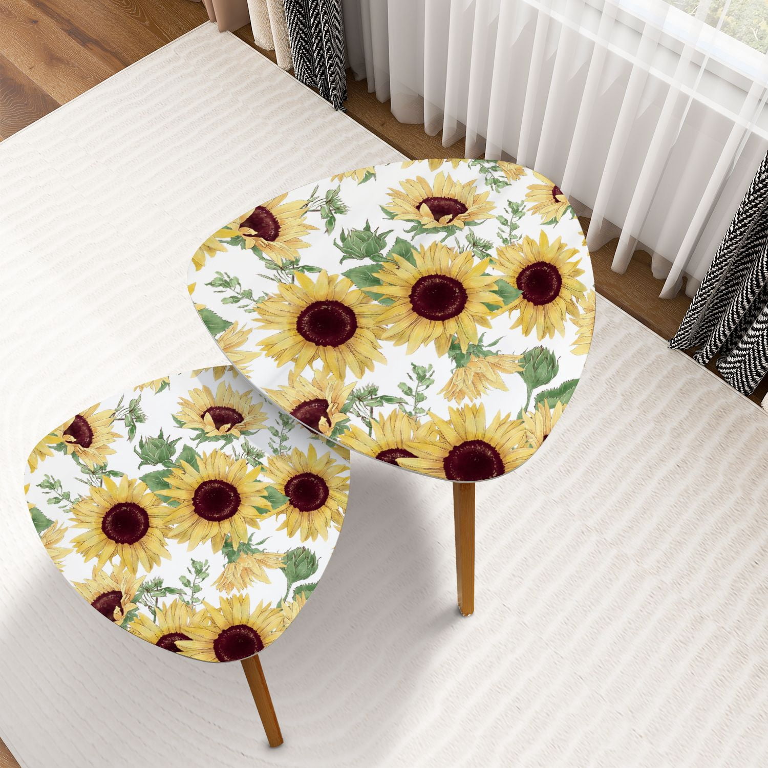 Triangle Nesting Coffee Table Set of 2 Sunflowers seamless pattern ...