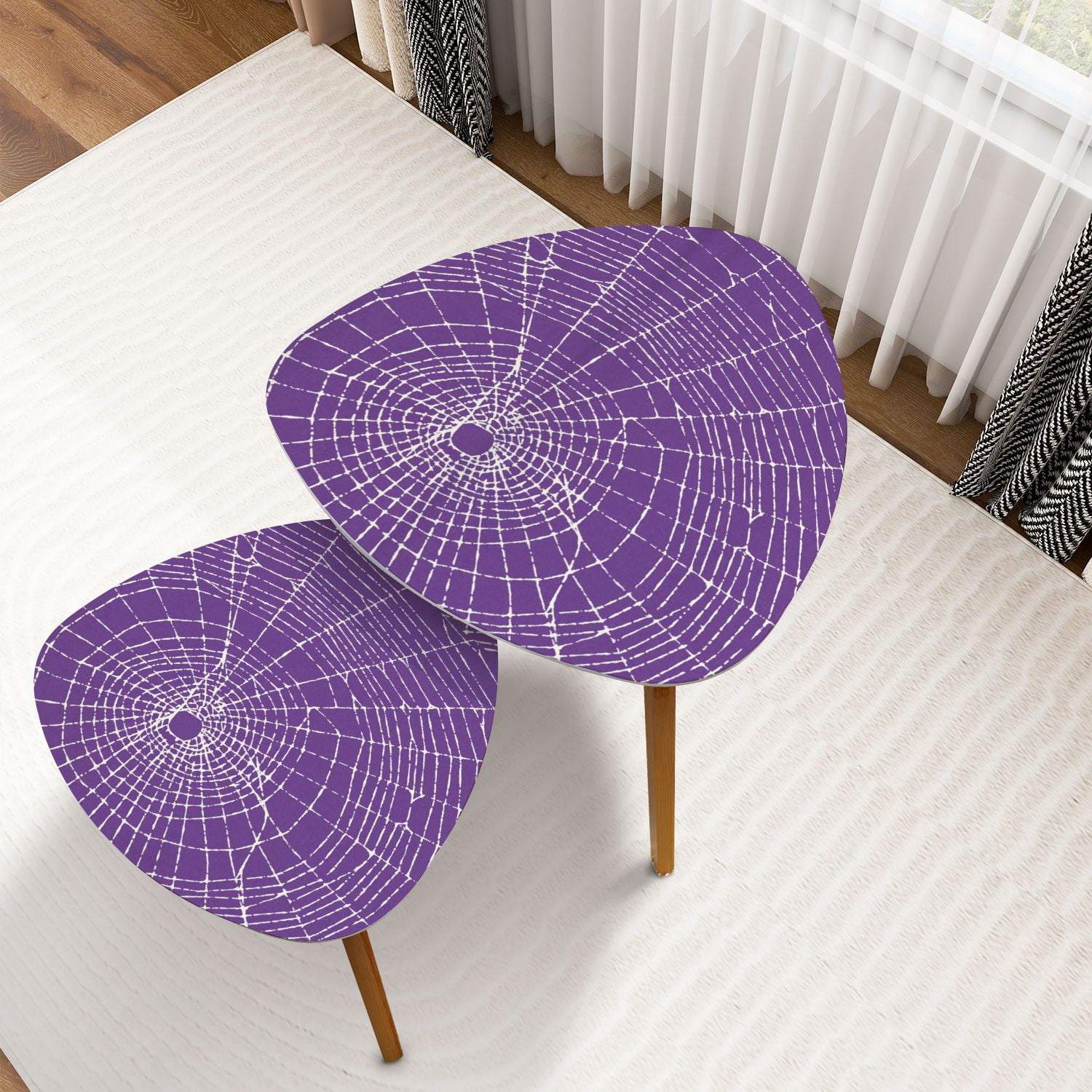 Triangle Nesting Coffee Table Set of 2 Web Purple End Table Modern ...