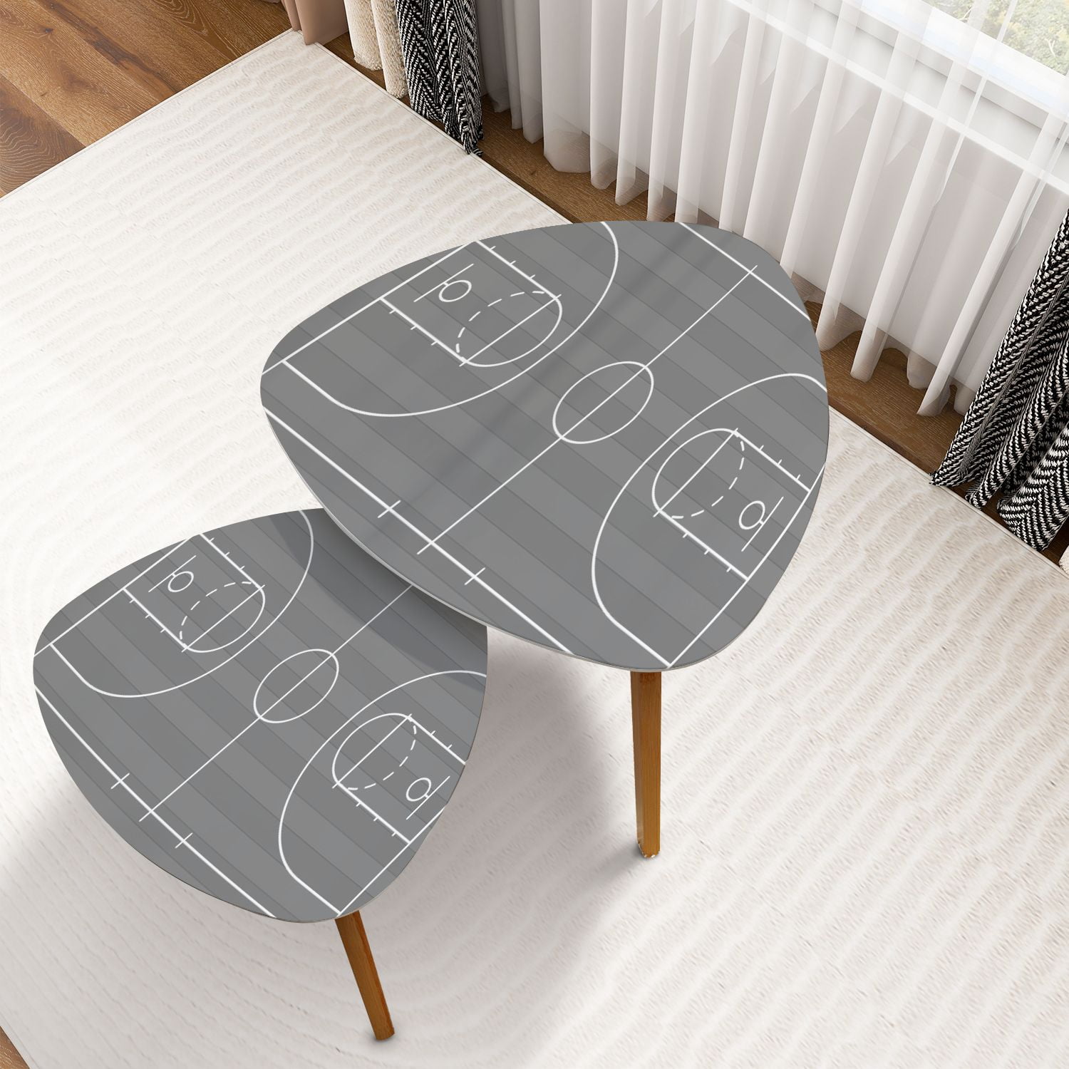 Triangle Nesting Coffee Table Set of 2 basketball court game field ...