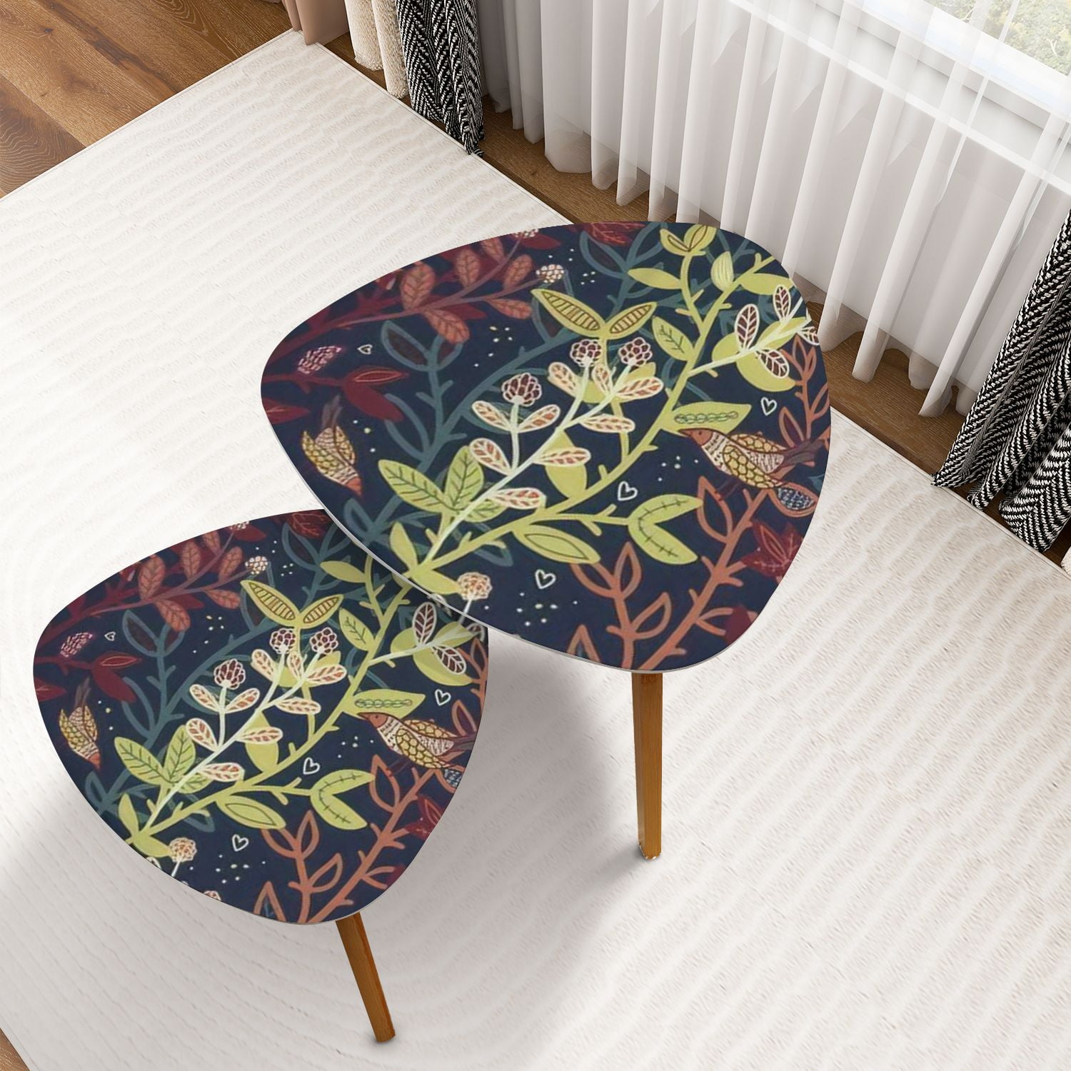 Triangle Nesting Coffee Table Set of 2 magic forest night seamless End ...