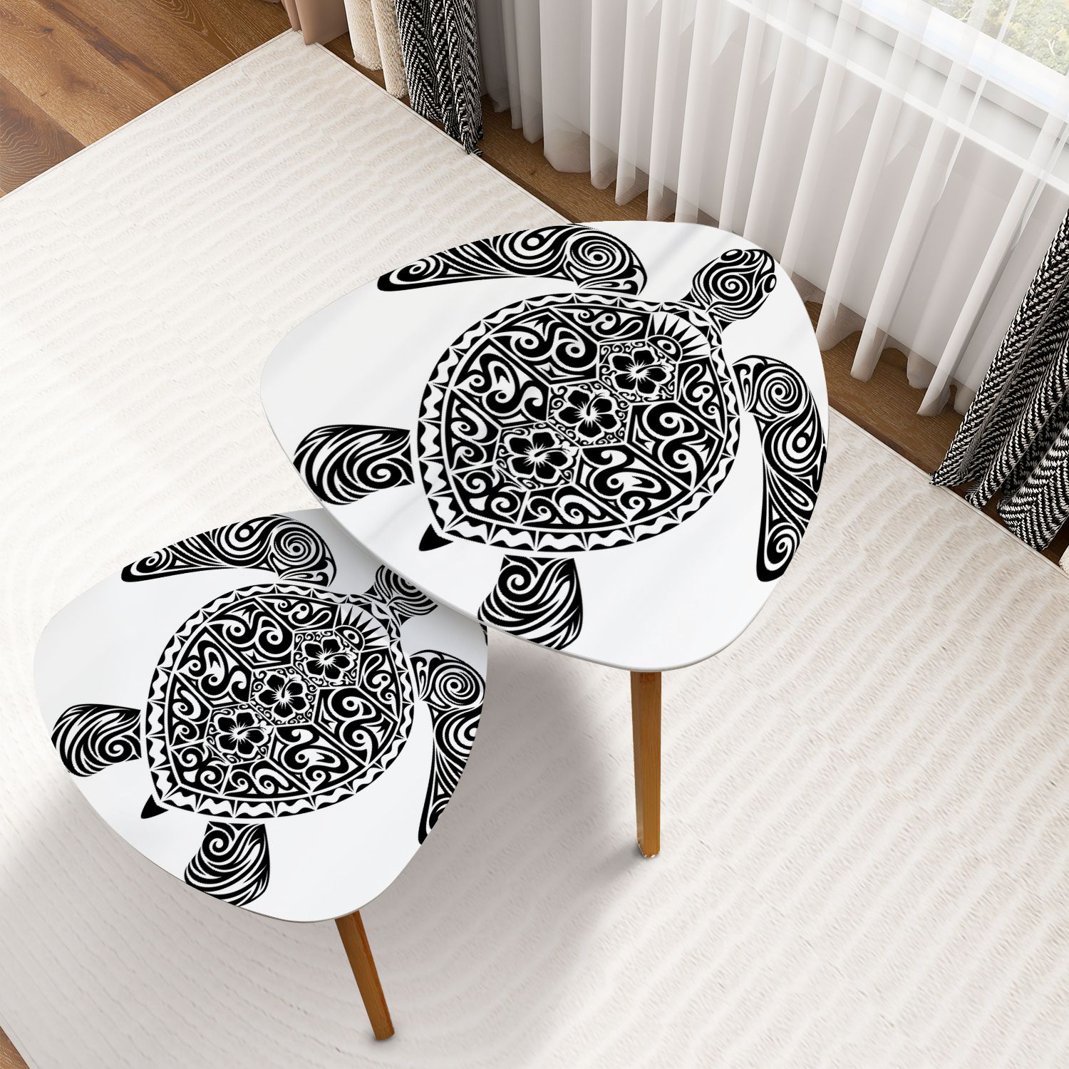 Triangle Nesting Coffee Table Set of 2 sea turtle design turtle ...
