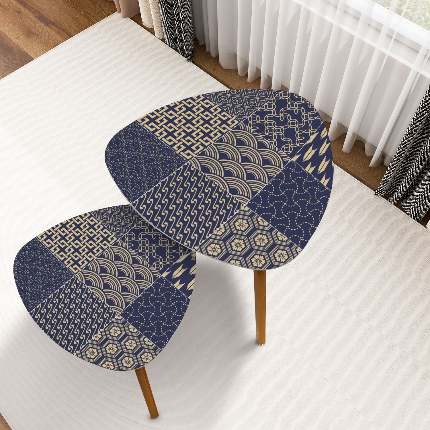 Triangle Nesting Coffee Table Set of 2 seamless japanese mesh pattern ...