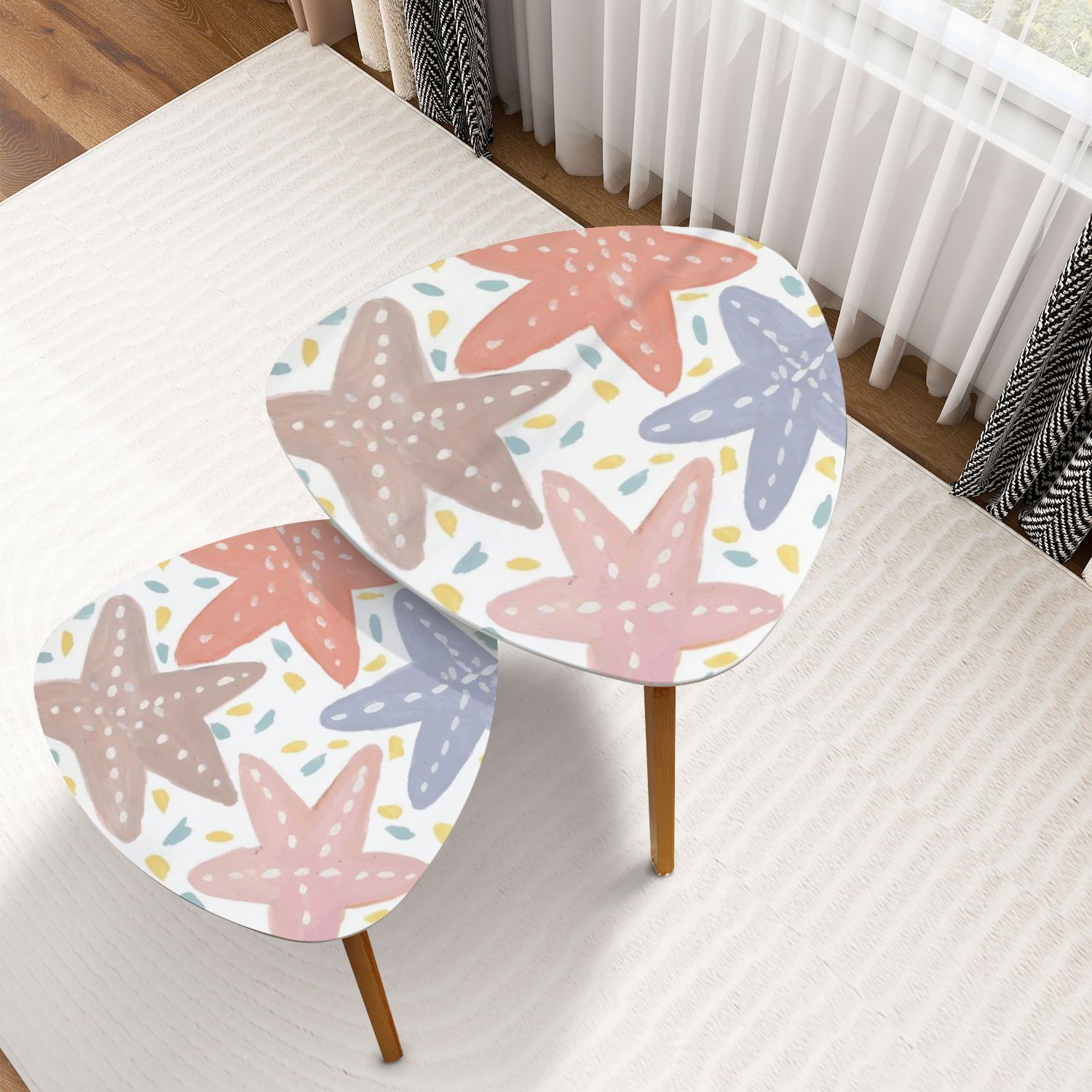 Triangle Nesting Coffee Table Set of 2 seamless pattern starfish ...