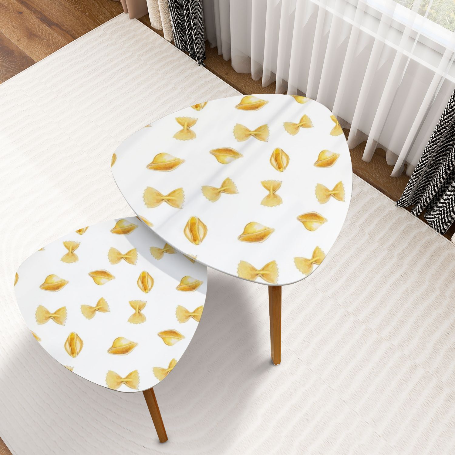 Triangle Nesting Coffee Table Set of 2 watercolor pasta paattern End ...