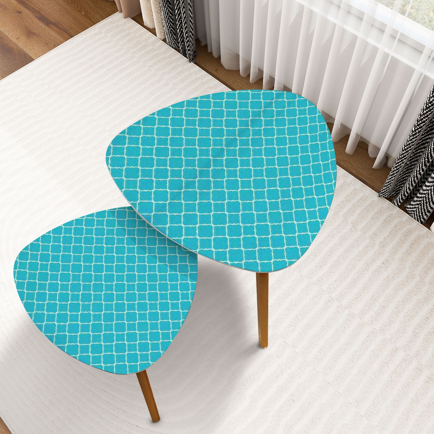 Triangle Nesting Coffee Table Set of 2 white seamless texture End Table ...