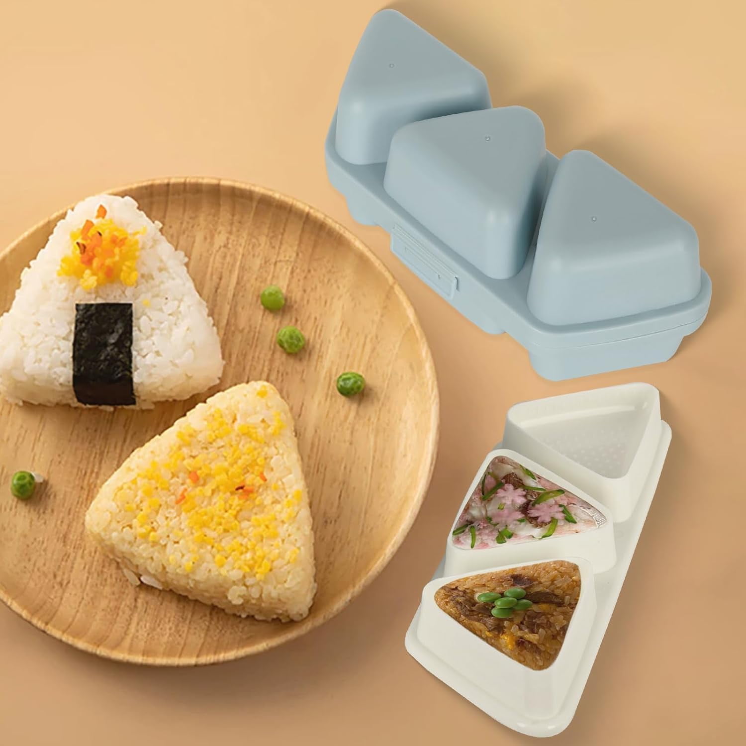Triangle Onigiri Rice Ball Molds, 6 at Once Cavity Press Onigiri Rice Balls, Non-stick Maker ...