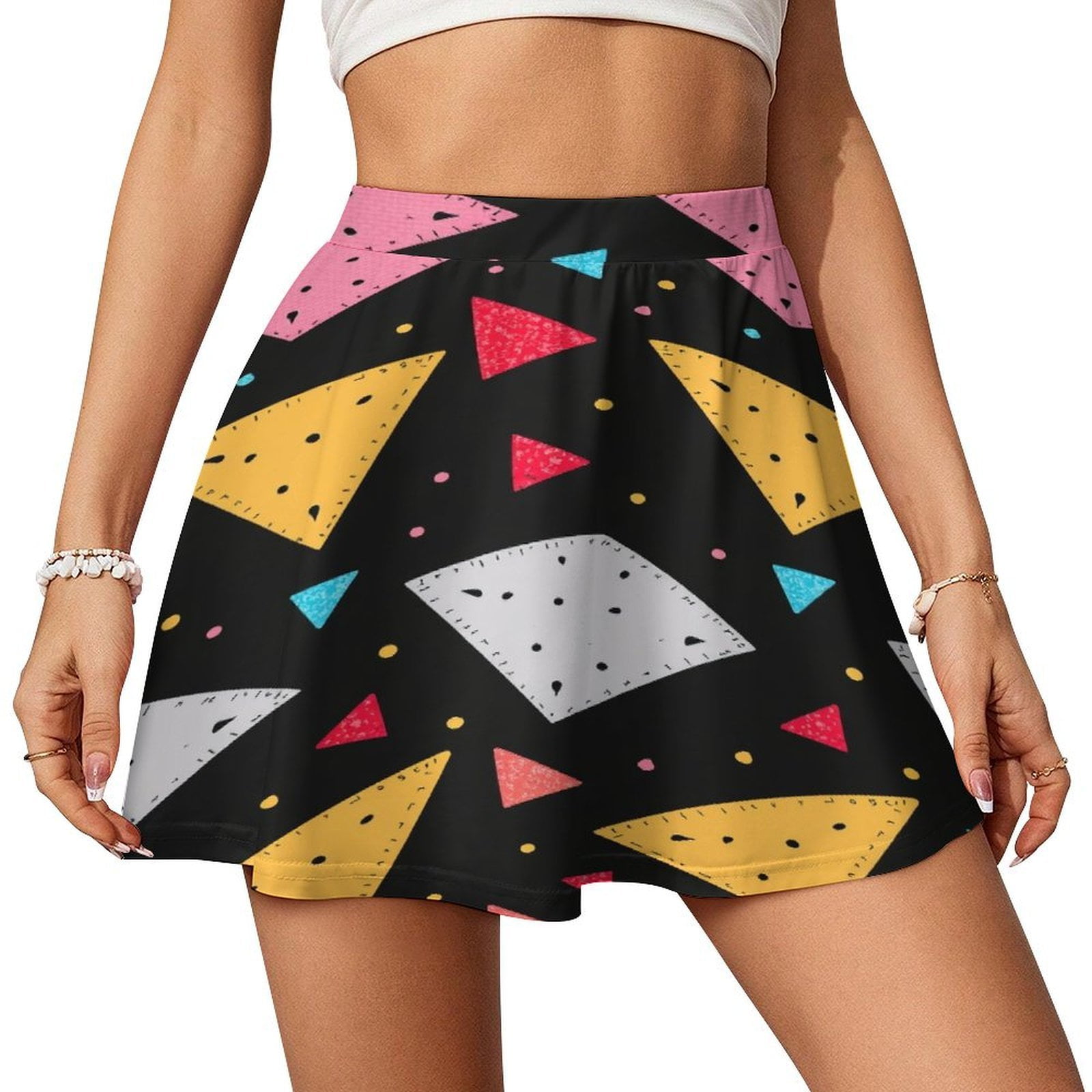 Triangle Pattern Background Skirt Women Cute Mini Skirts High Waist ...