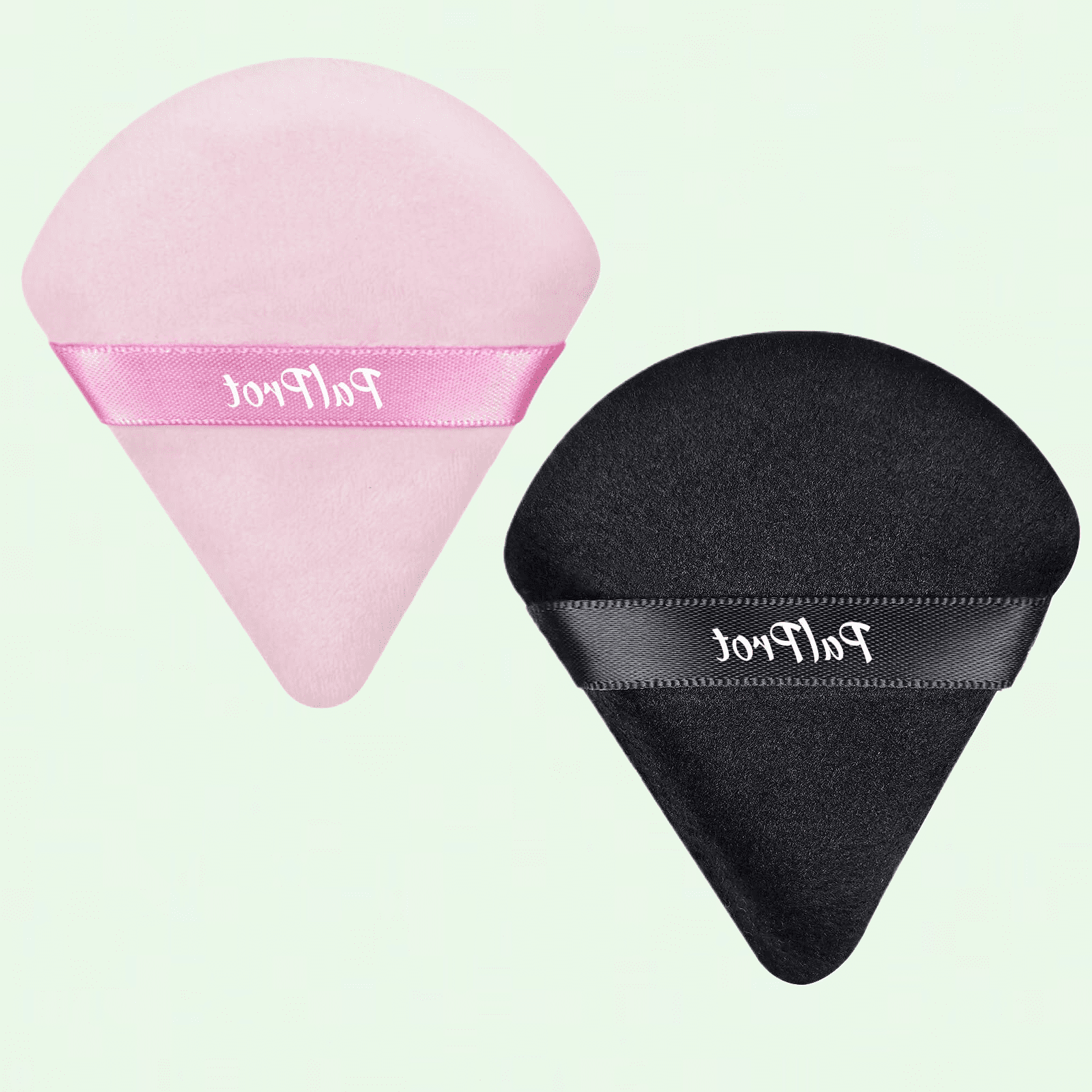 Triangle Powder Puff Set, Black+Pink, Soft Velor Makeup Applicator for ...