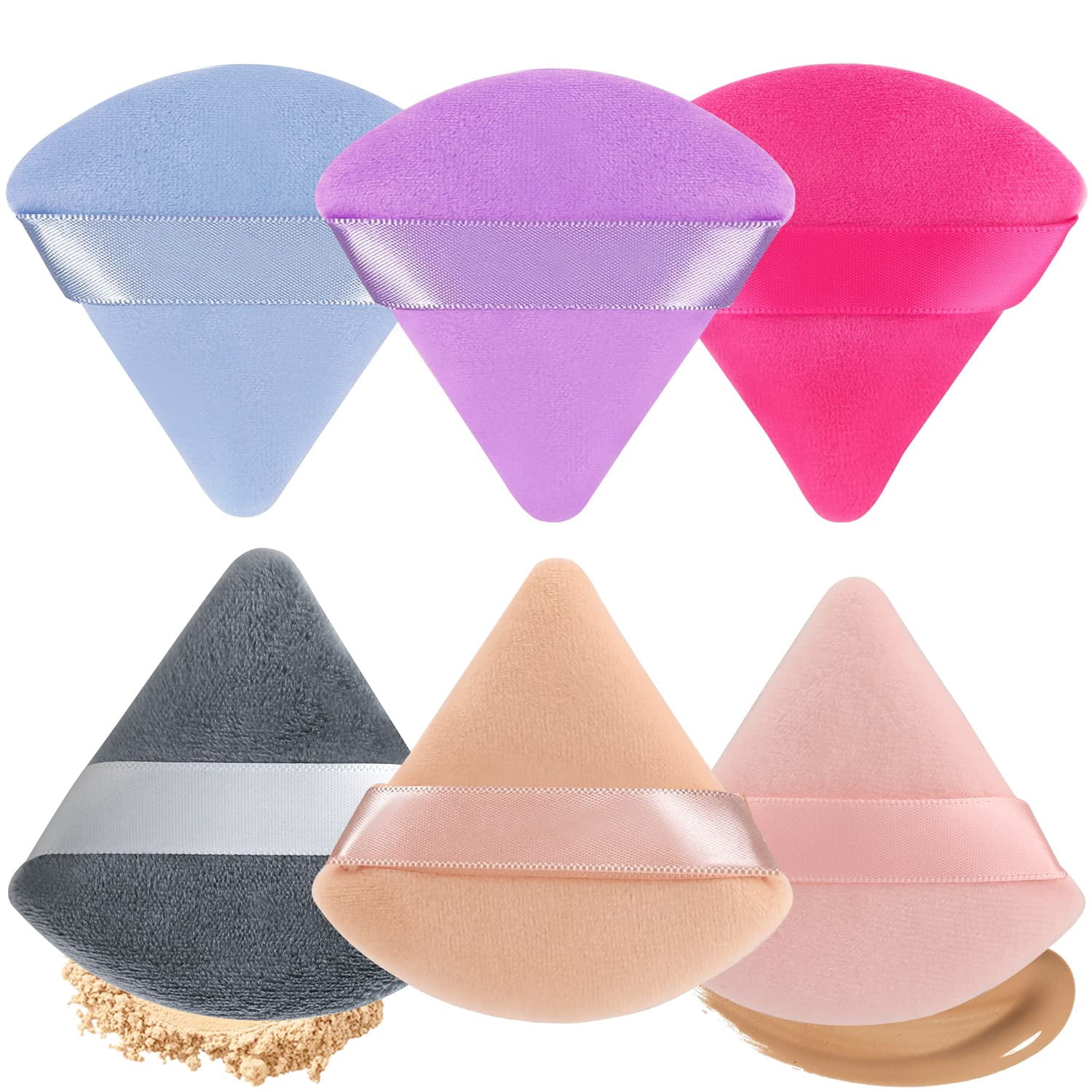 Triangle Powder Puffs 6pcs, Soft Face Makeup Puff for Loose Powder ...