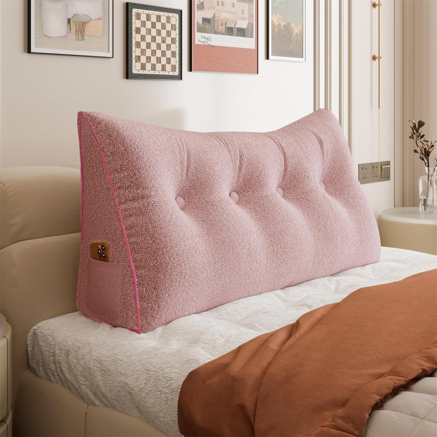 Triangle Reading Pillow Full Size XXL Wedge Headboard Extra Large Back ...