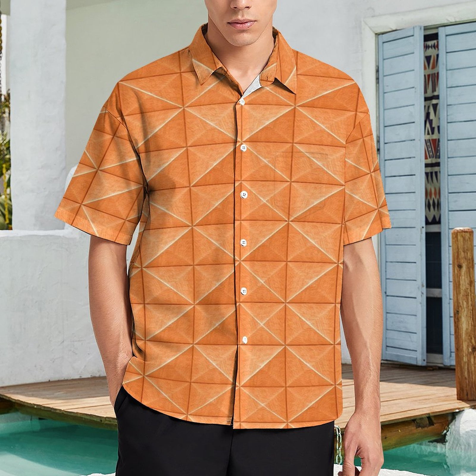 Triangle Repeating Diagram Shirt Casual Shirts Men Cool Blouses Short ...