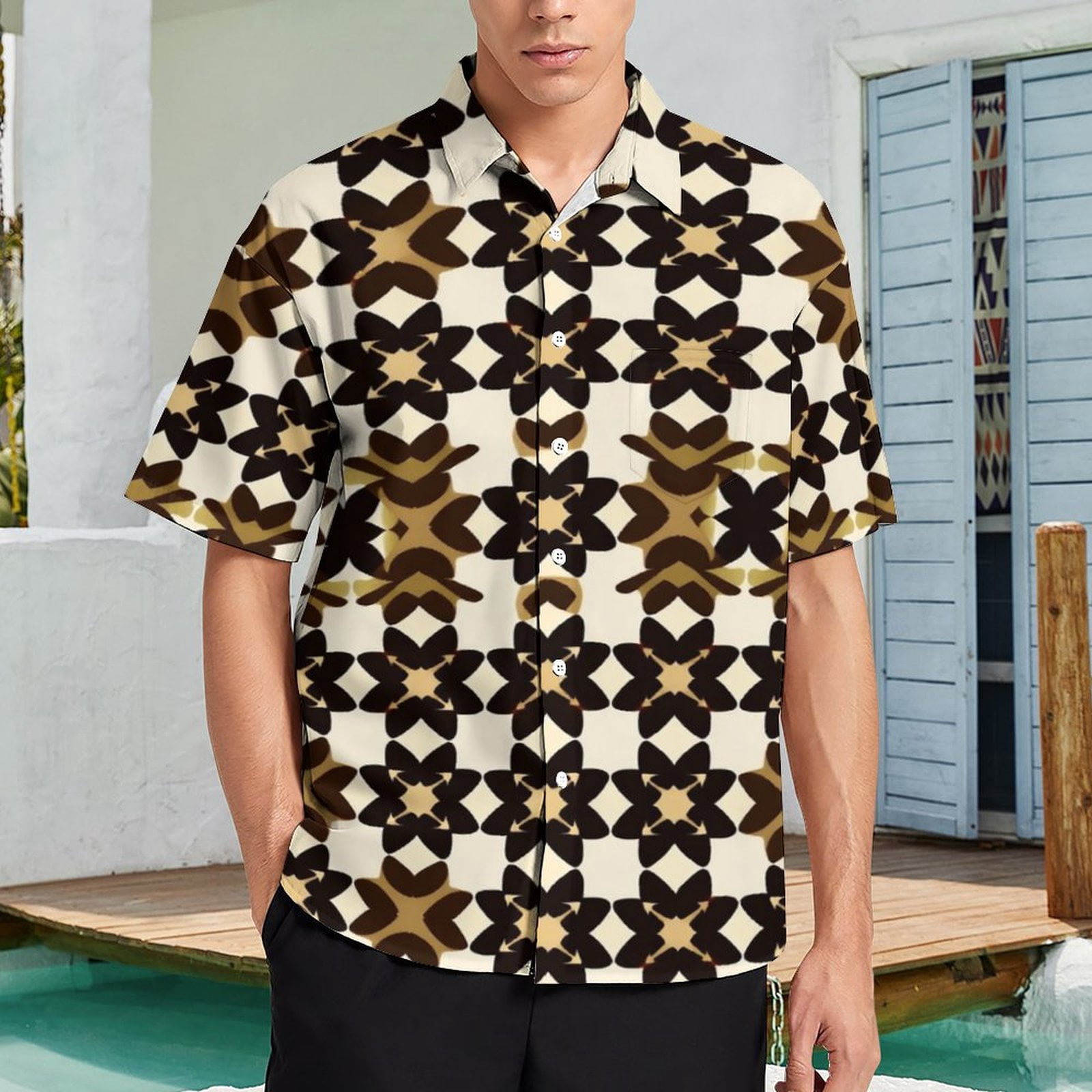 Triangle Repeating Diagram Summer Shirt For Mens Vacation Casual Shirts ...