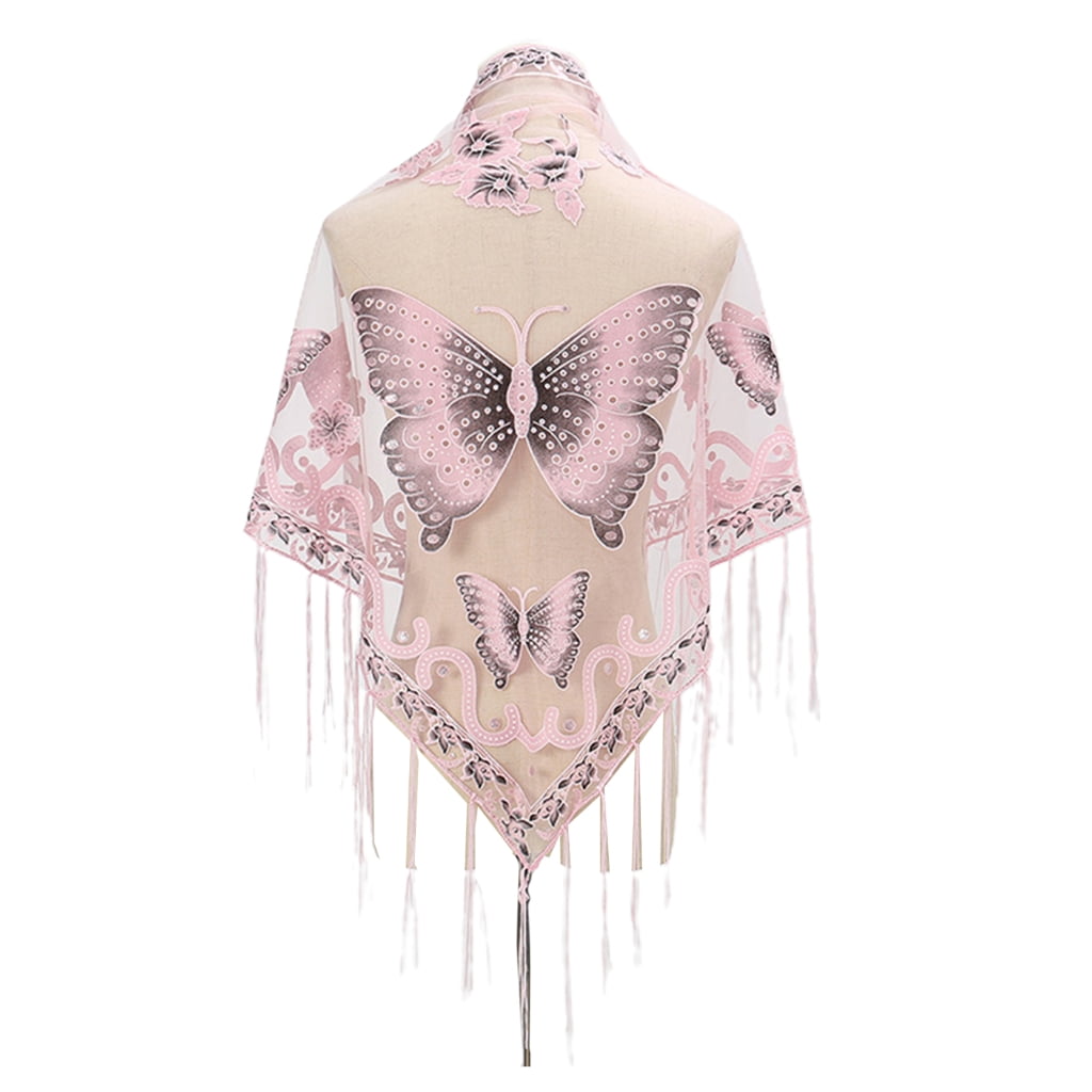 Triangle Scarf Butterfly Embroidered Shawl Women Shawls And Wrap For ...