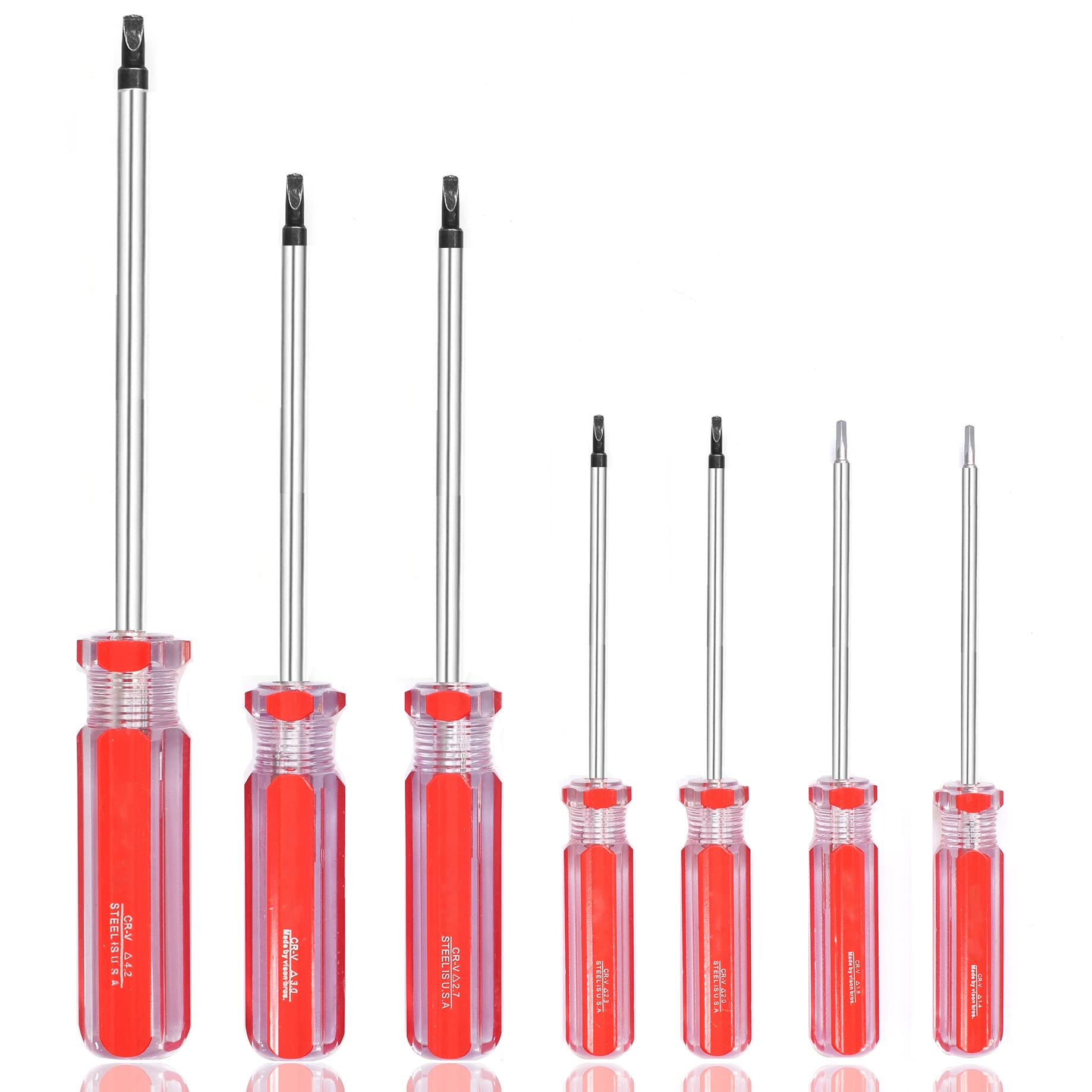 Triangle Screwdrivers Set 7 Sizes 1.4mm 1.8mm 2.0mm 2.3mm 2.7mm 3.0mm 4 ...