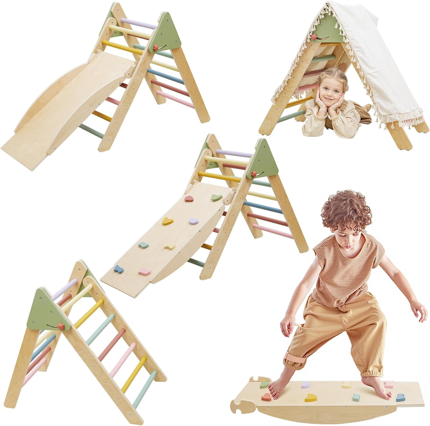 Triangle Set, Montessori Toddler Climbing Toys Indoor, Pikler Climbing ...