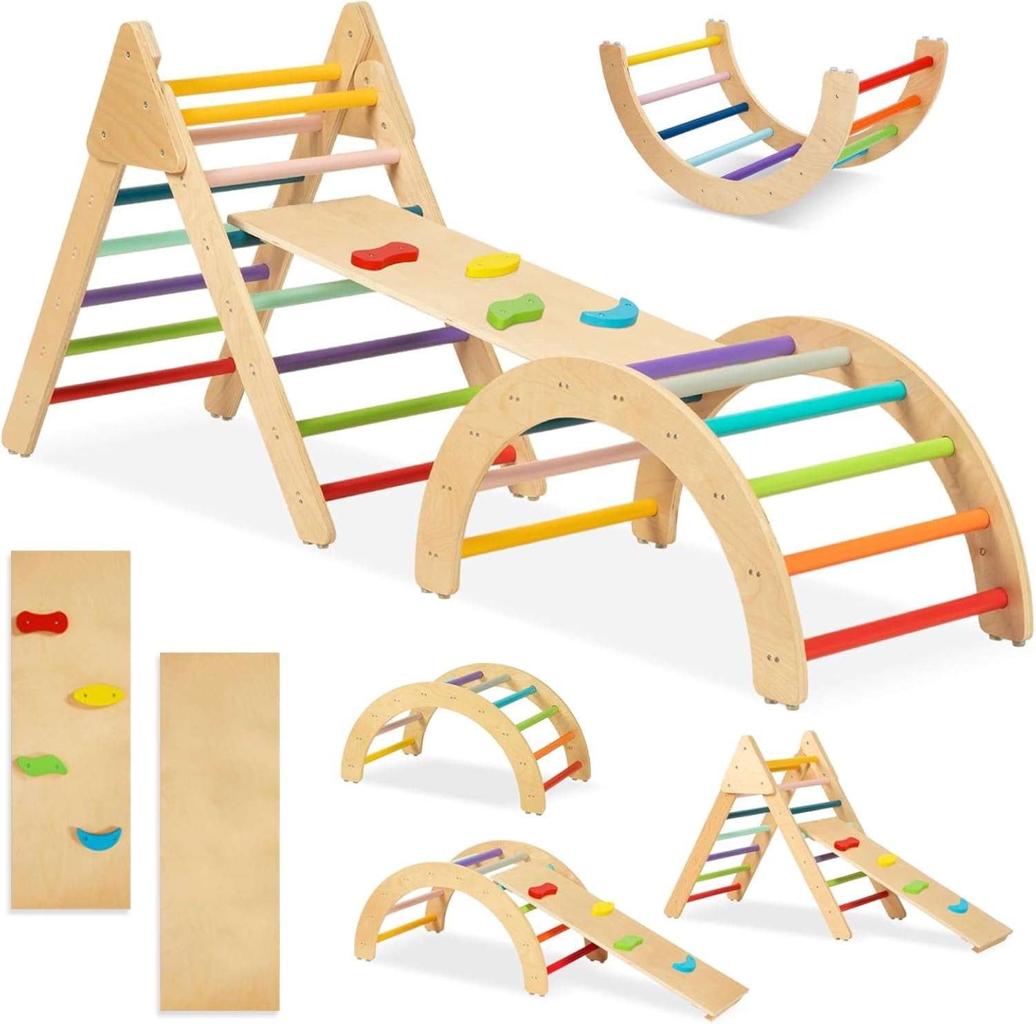 Triangle Set Rainbow Climbing Toys Indoor,Wooden Montessori Climbing ...