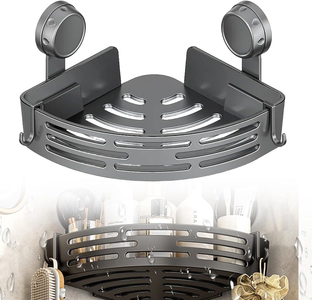 Triangle Shower Caddy, 2026 Upgraded No Drilling Bathroom Storage Rack ...