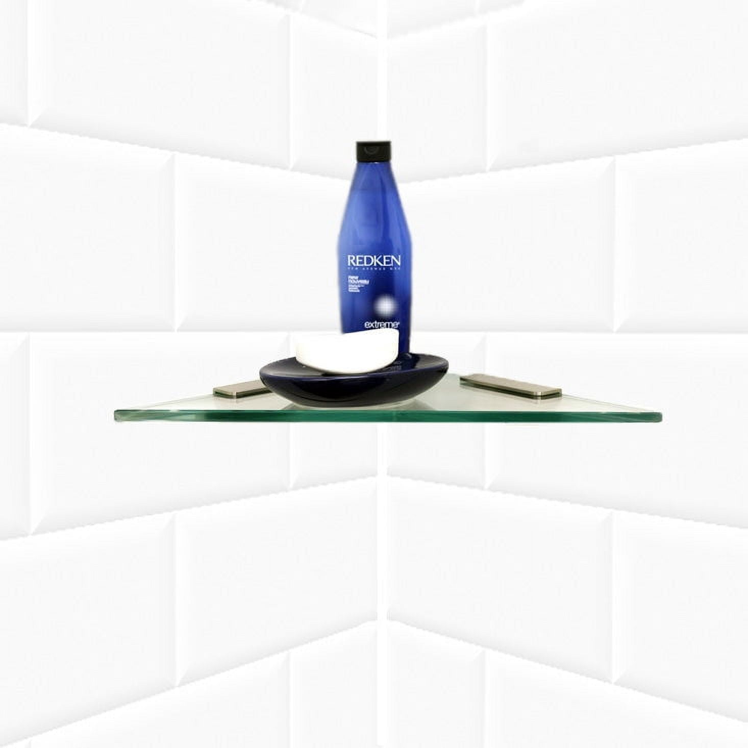Triangle Shower Shelf with 4" Rectangle Clamps By Spancraft Glass ...