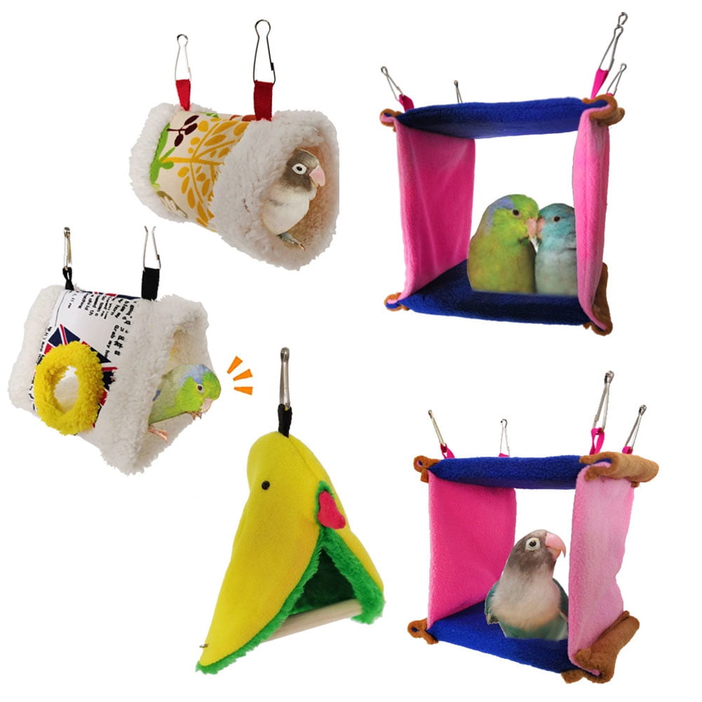 Triangle Square Plush Nest Bird Parrot Hanging Cave Hammock Cage Warm ...