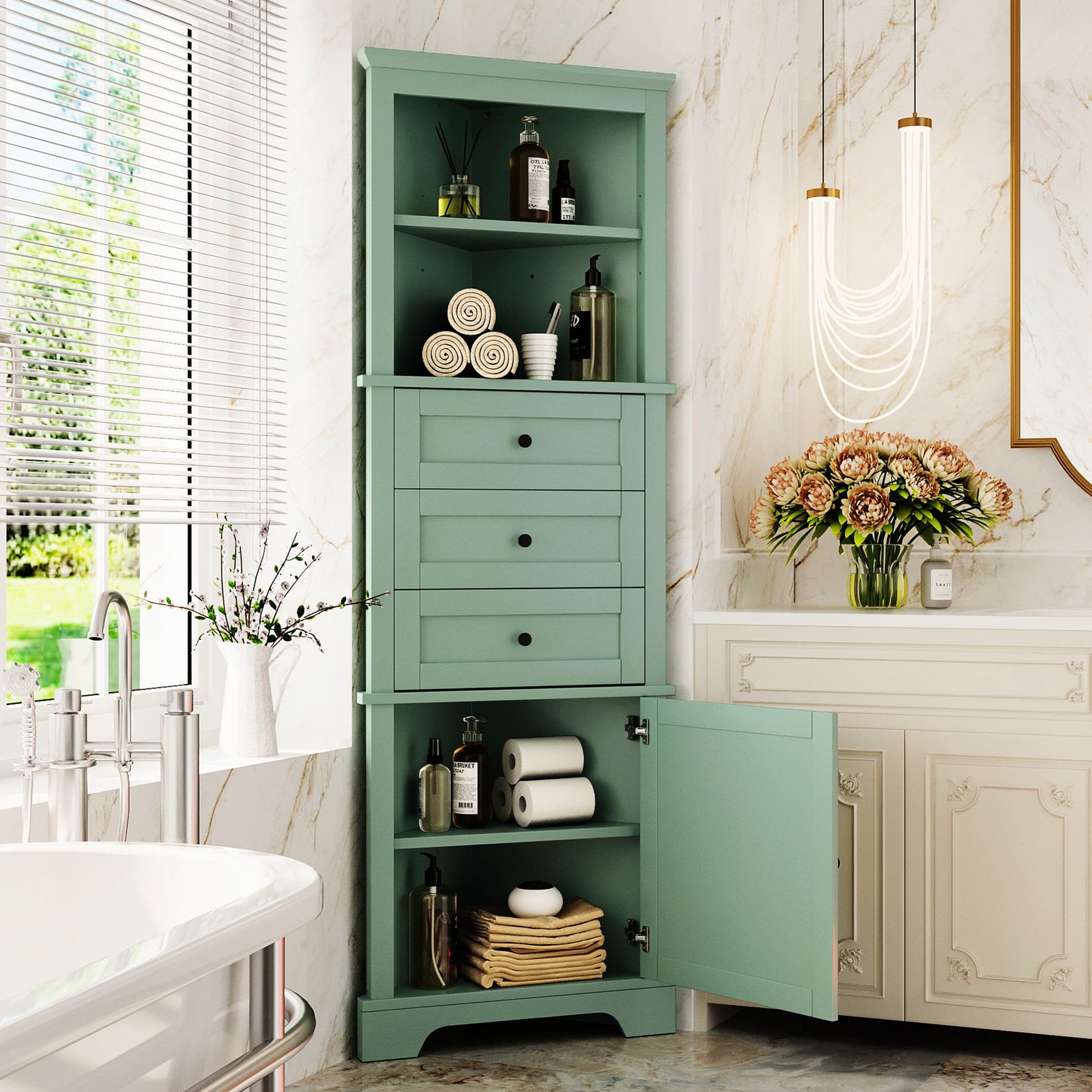 Triangle Storage Cabinet / 3 Drawers, Cabinet with Door, Smooth ...