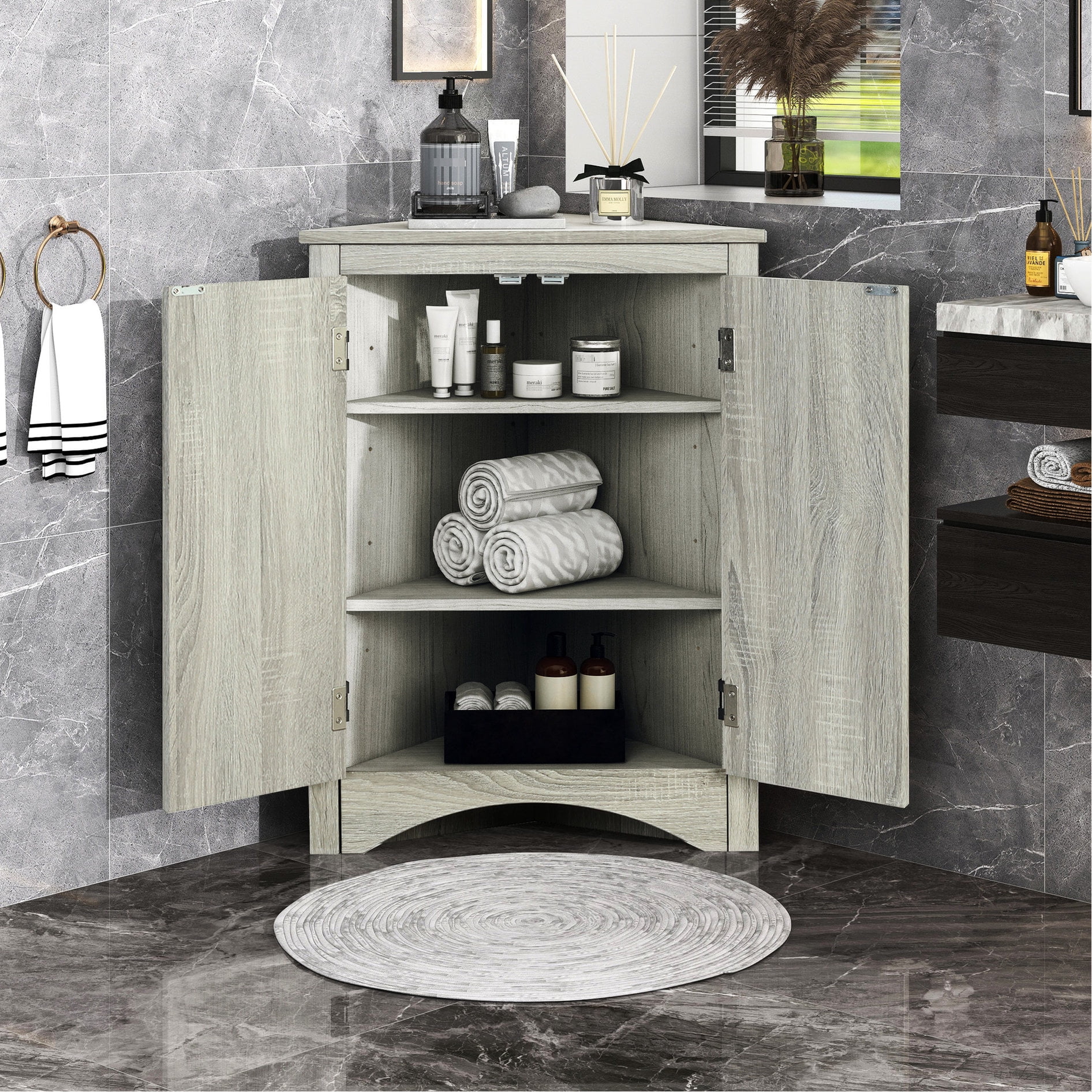 Triangle Storage Cabinet for Home | Adjustable Shelves for Different ...