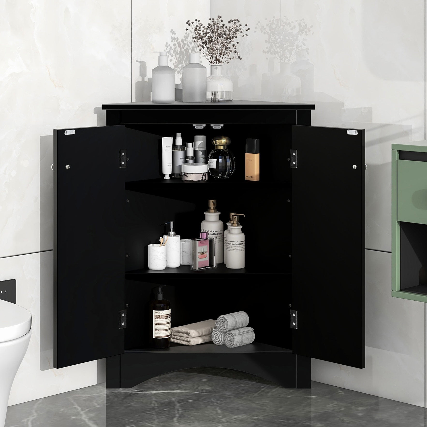 Triangle Storage Cabinet with Doors / Adjustable Shelves, Sturdy ...