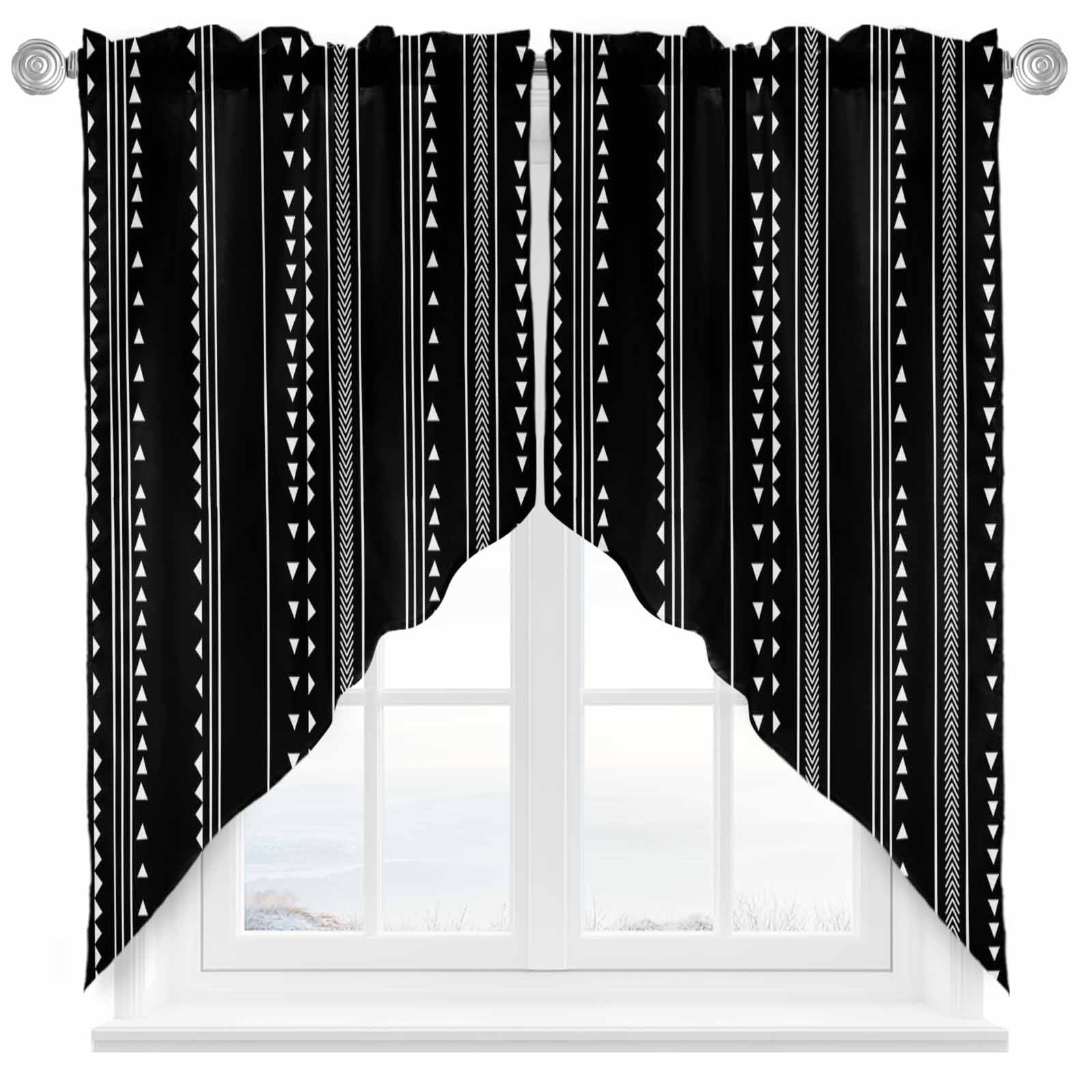 Triangle Stripes Geometric Swag Valances for Windows 2 Pack Boho ...