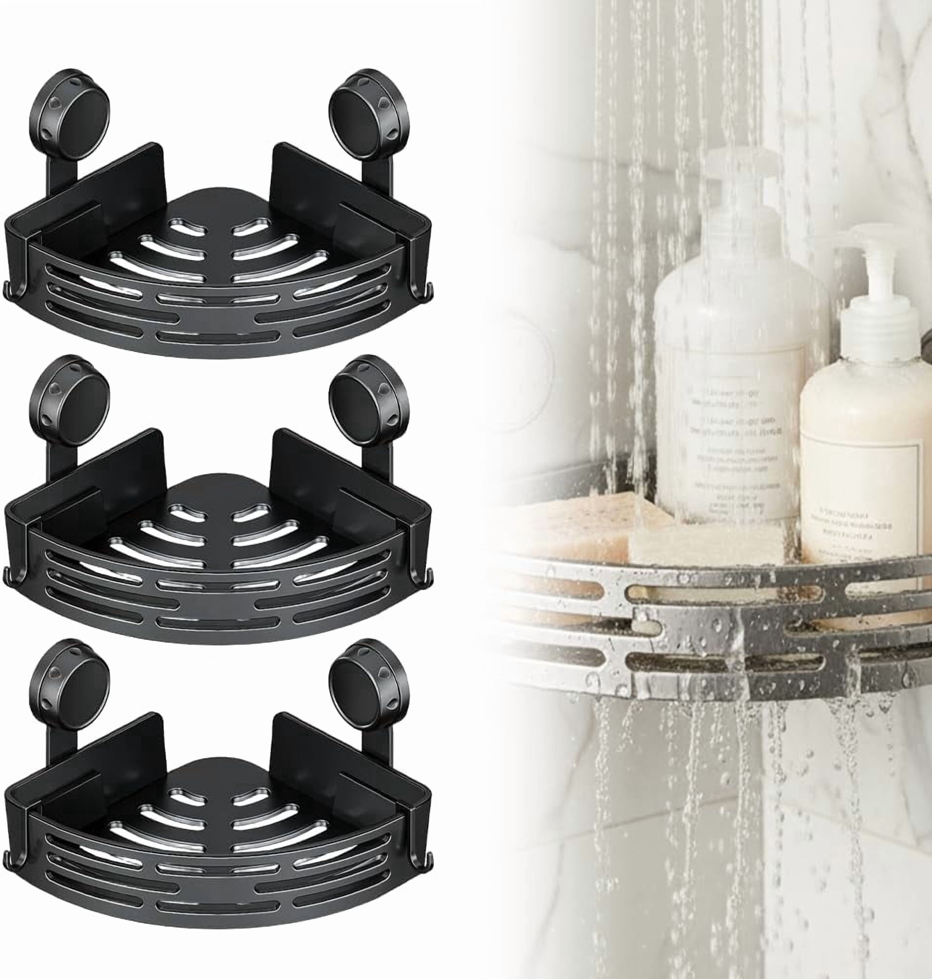 Triangle Suction Cup Corner Shelves No Drilling Bathroom Storage Rack ...