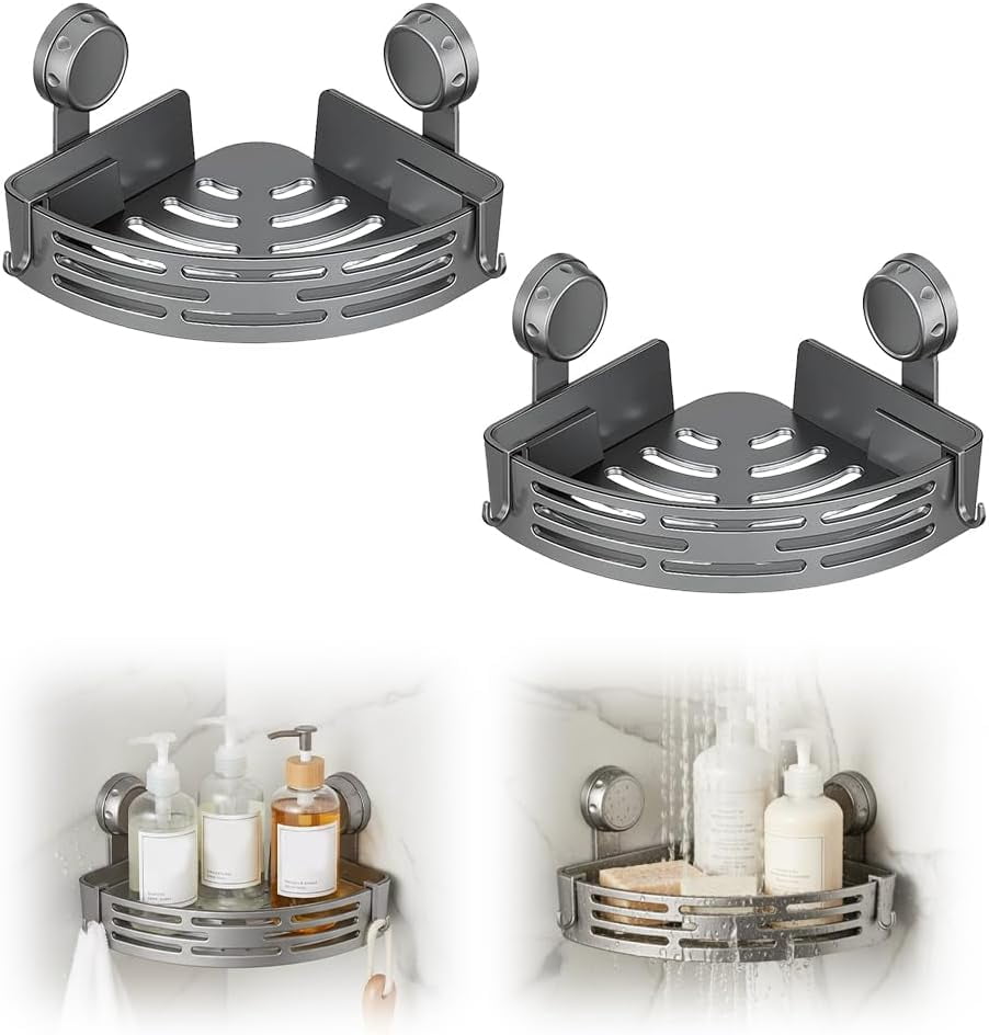 Triangle Suction Cup Corner Shelves No Drilling Bathroom Storage Rack ...