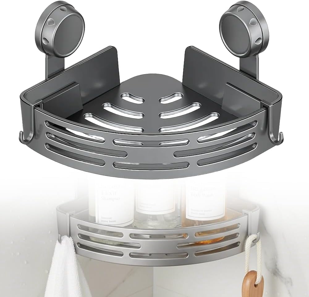 Triangle Suction Cup Shower Caddy, 2026 New Corner Shower Shelf, No ...