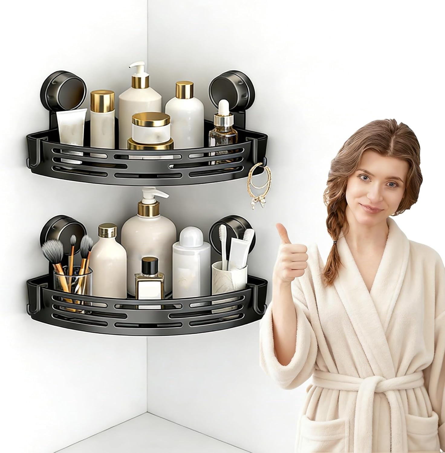 Triangle Suction Cup Shower Caddy, 2026 Upgraded No-Drill Triangle ...