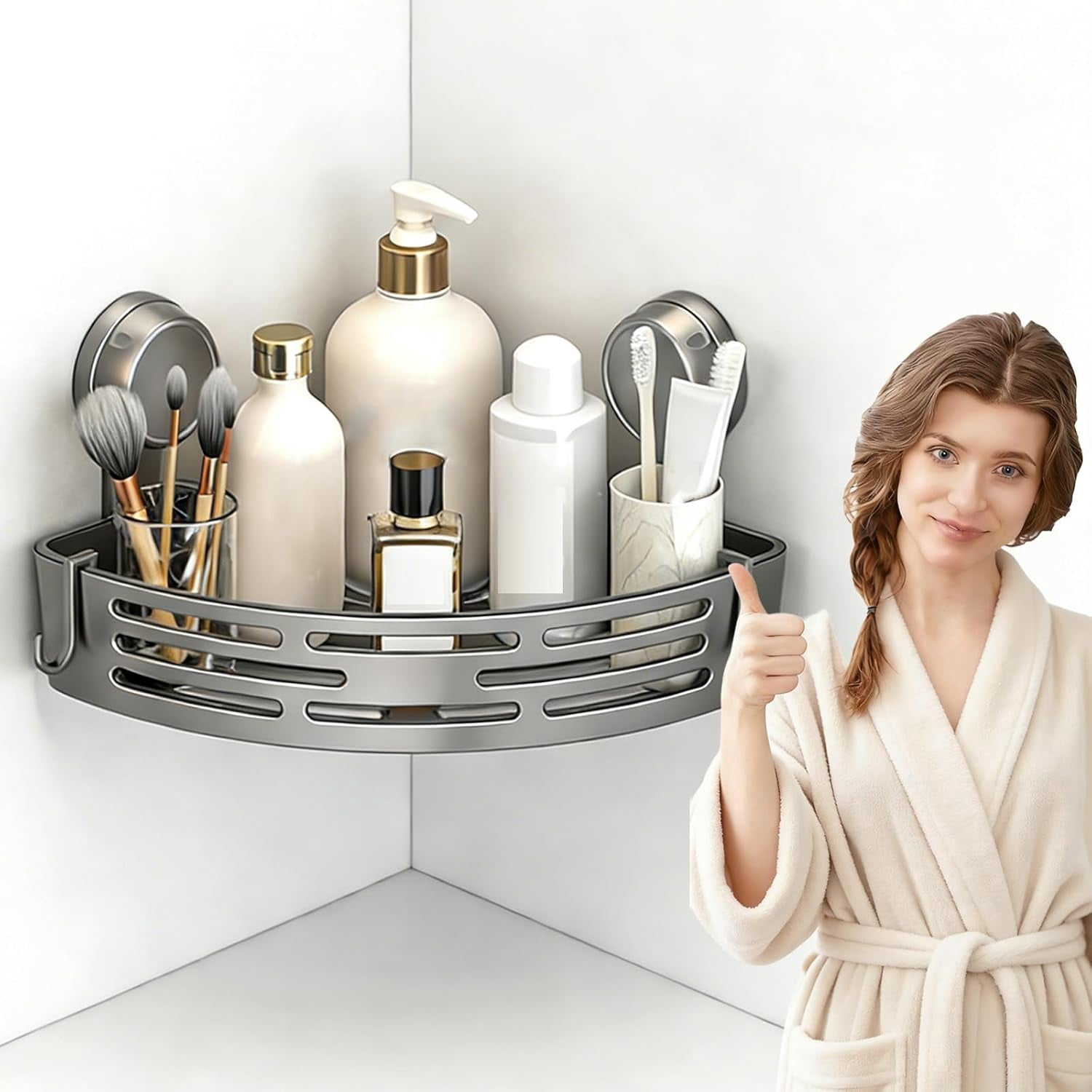 Triangle Suction Cup Shower Caddy, 2026 Upgraded No-Drill Triangle ...