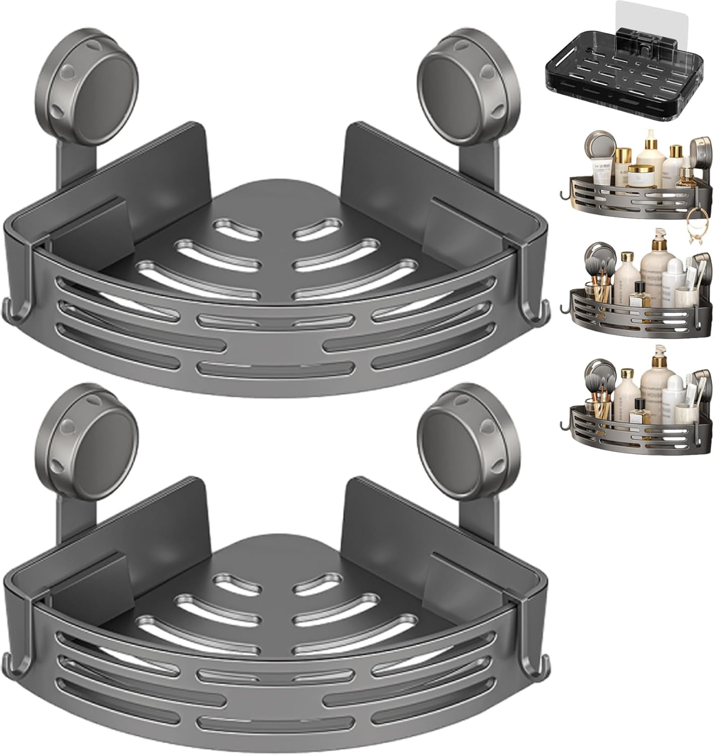Triangle Suction Cup Shower Caddy, Adjustable Suction Cup Corner Shower ...